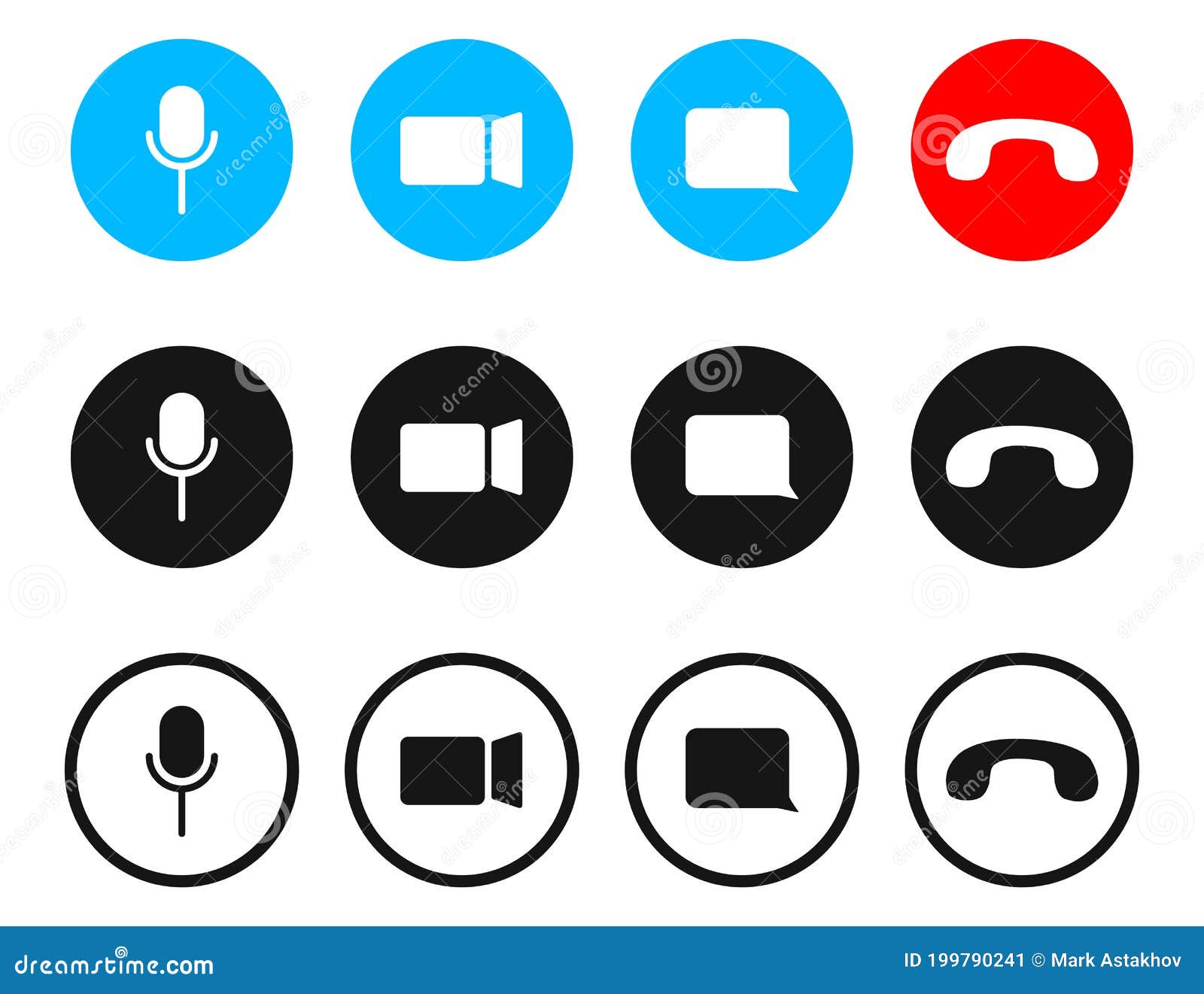 Video Call Icon Set. Vector Media Symbol Collection. Video Call ...