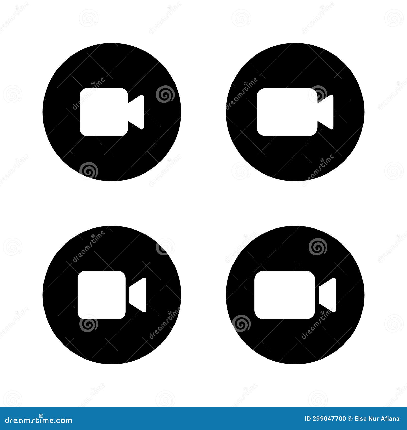 Video Call Icon Vector on Black Circle. Camera Symbol Stock Vector ...
