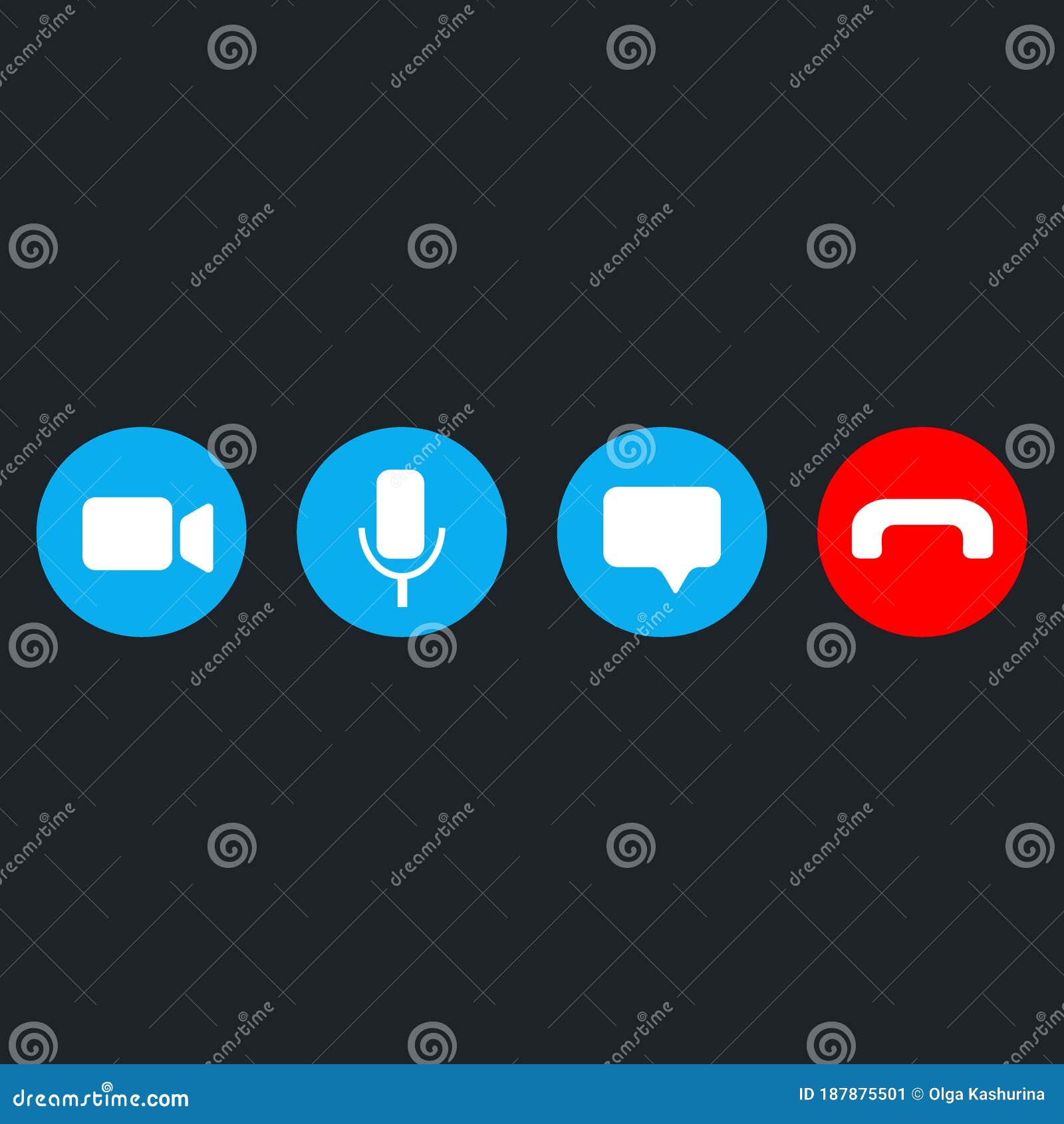 Video Call Icons Set on Blue Back Stock Illustration - Illustration of ...