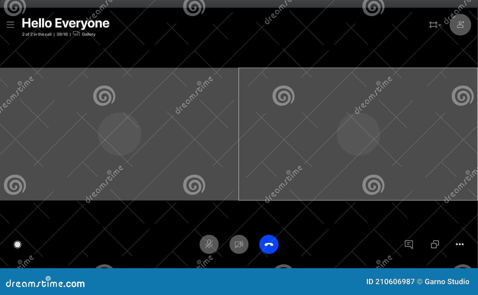 Video Call Interface Template. Meeting App Flat Vector UI Interface ...