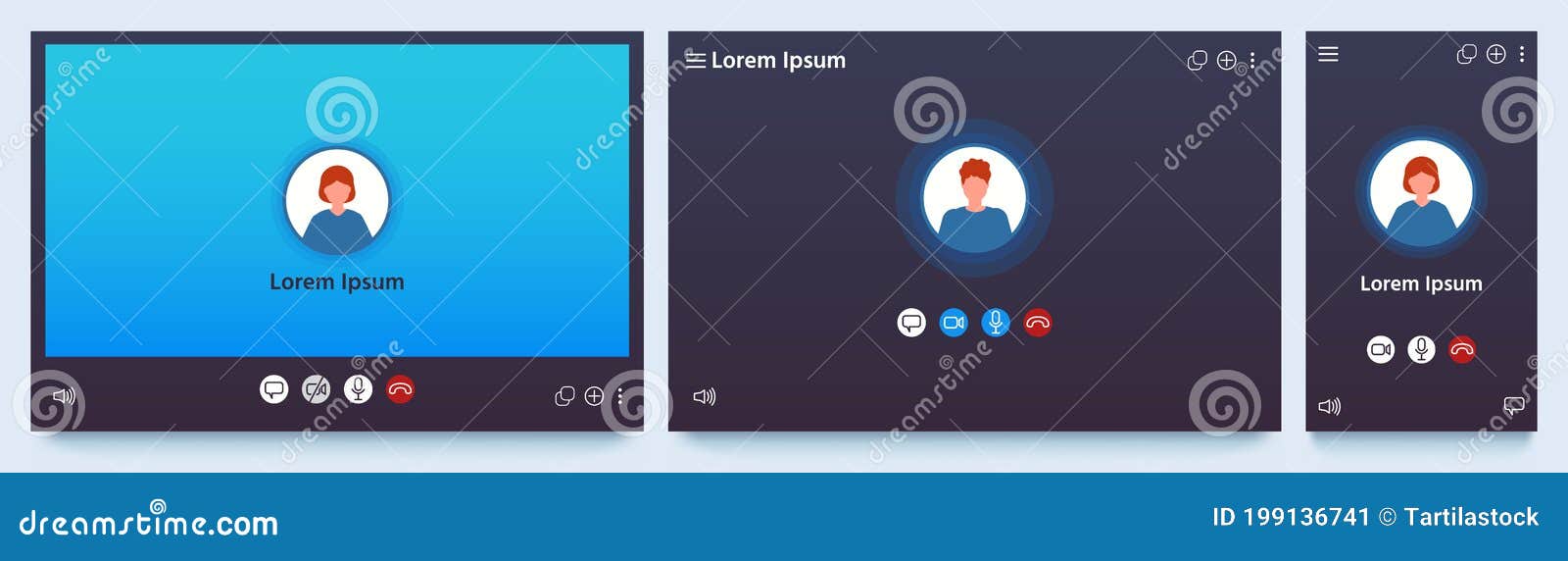 Video Call Interface. Web Chat UI Screen Mockup. Application for Calls ...