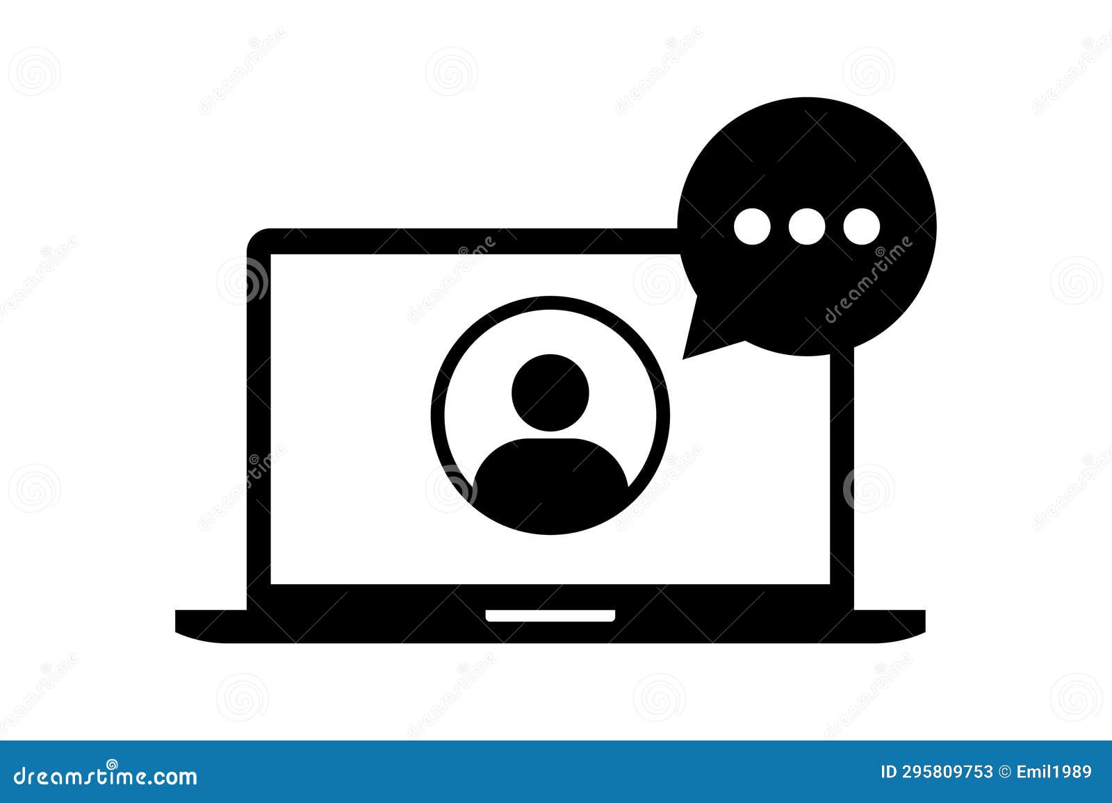 Video call in laptop icon. stock illustration. Illustration of ...