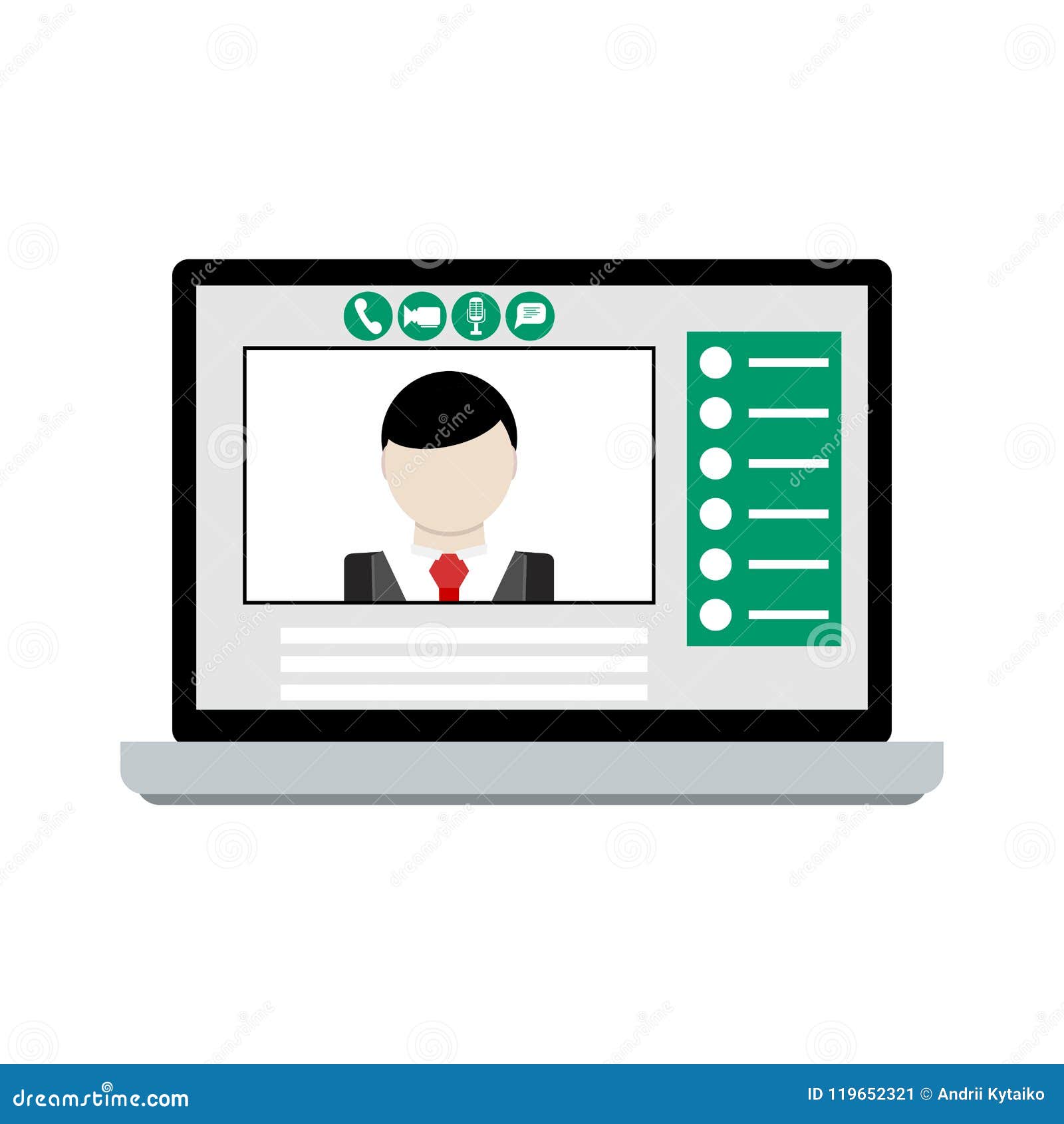 Video call on laptop stock vector. Illustration of application - 119652321