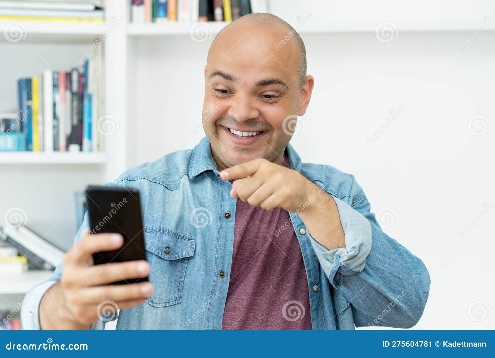 Video Call of Laughing Man with Bald Stock Image - Image of laughing ...
