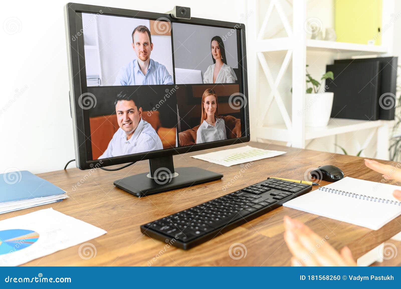 Video Call, Video Meeting on the Pc Screen Stock Photo - Image of ...
