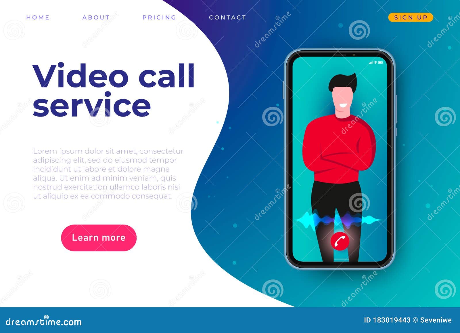 Video Call Online Service Web Page Header Template. Man on the ...
