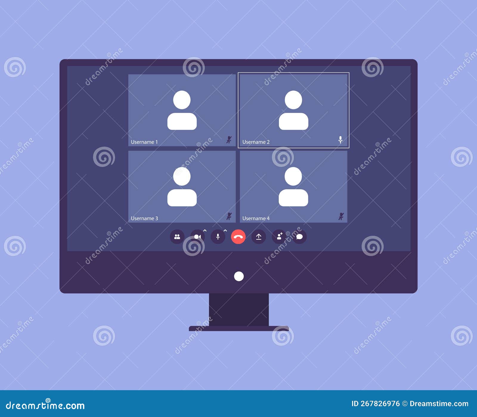 Video Call Program Window. UI UX Template for Video Conferencing and ...