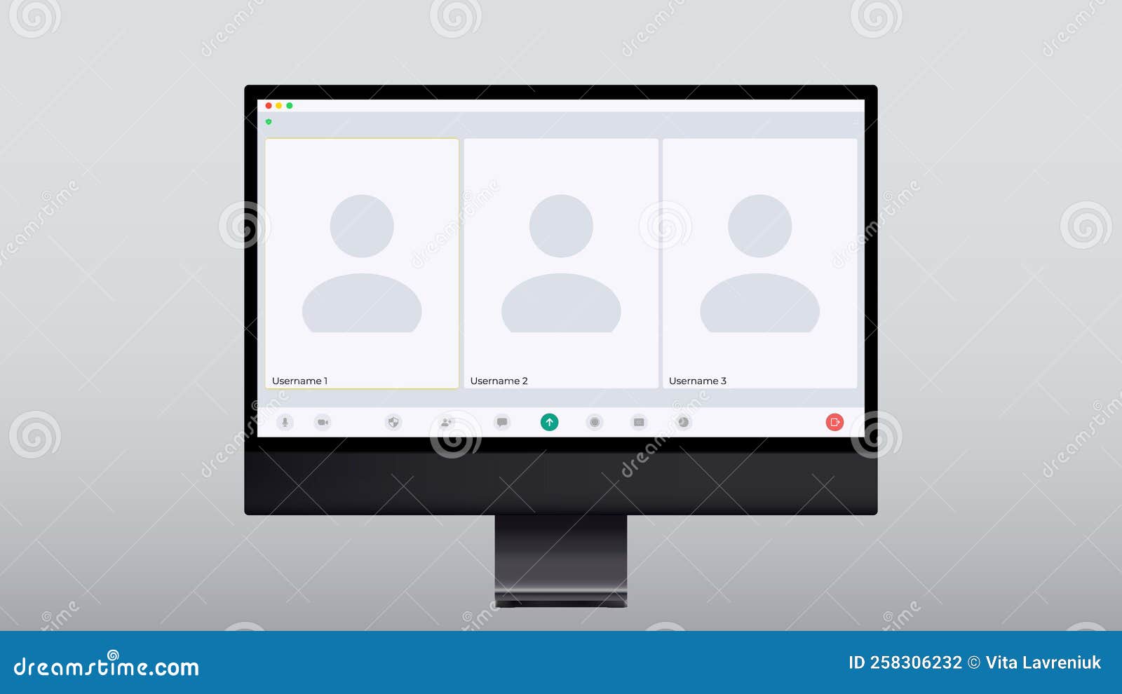Video Call Screen Template with Buttons. Video Call Interface. Vector ...