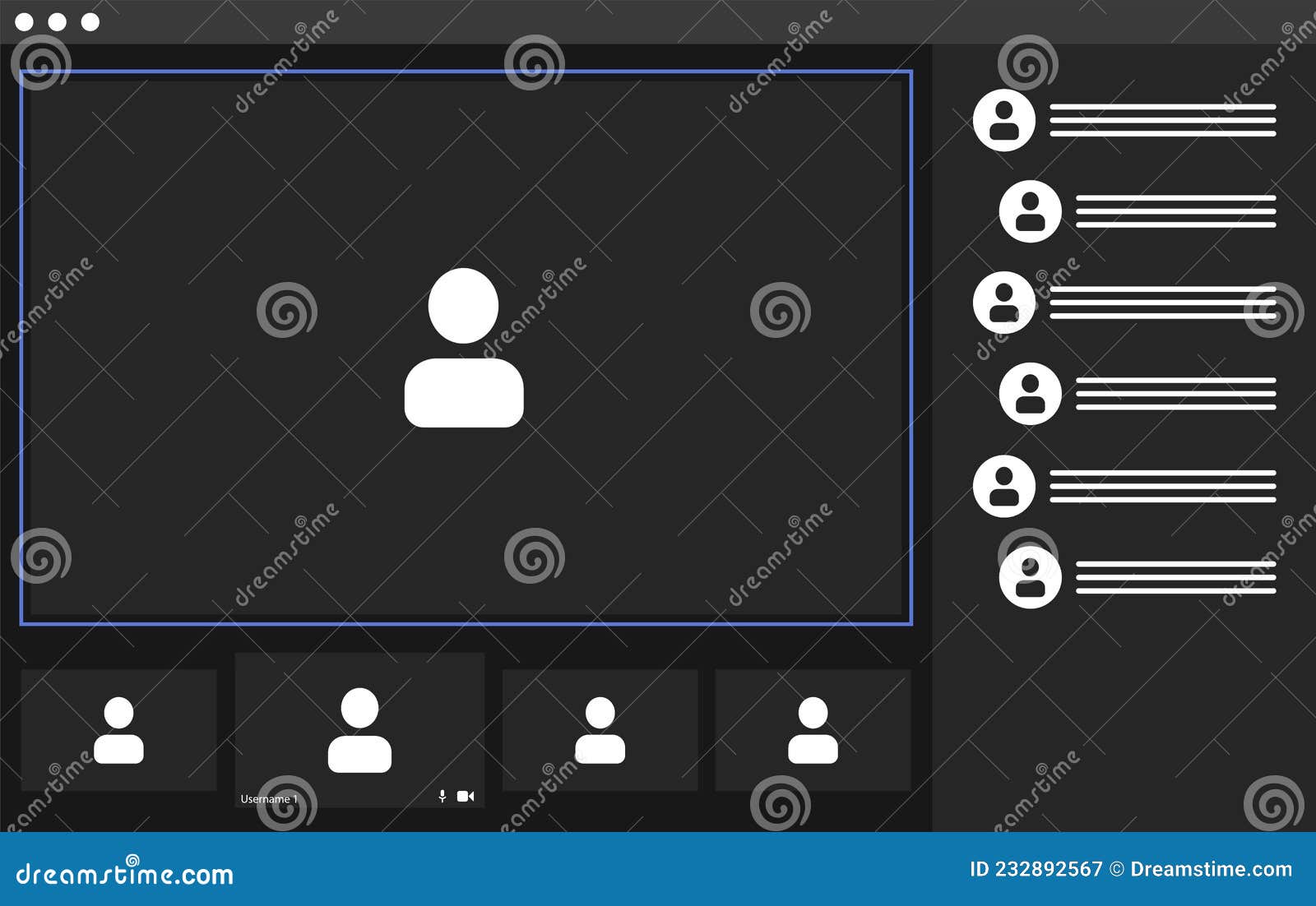 Video Call Screen Template. Online Webinar, Meeting Stock Vector ...