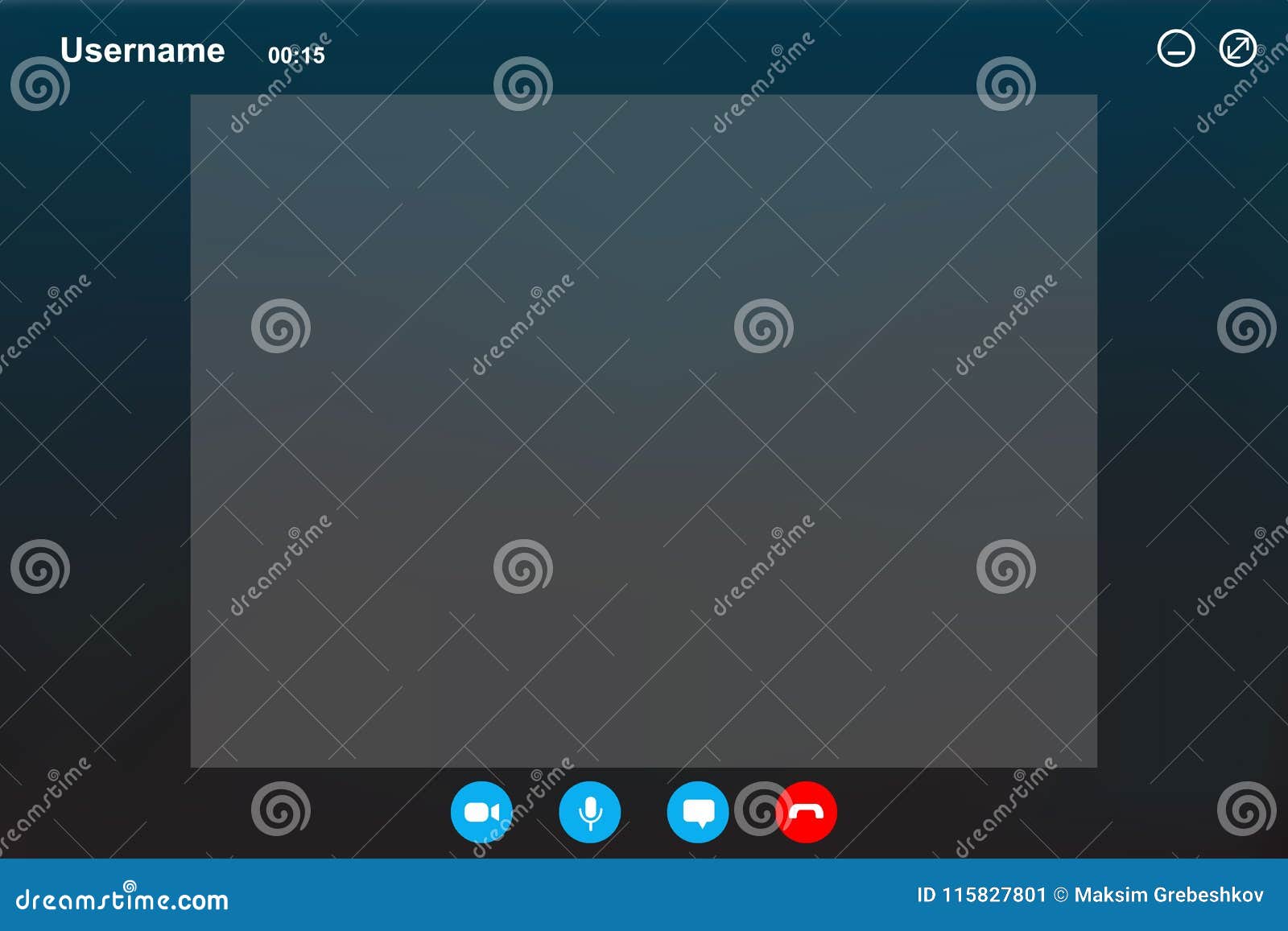 Video Call Screen Template. Videocall Interface. Online Webinar Or ...