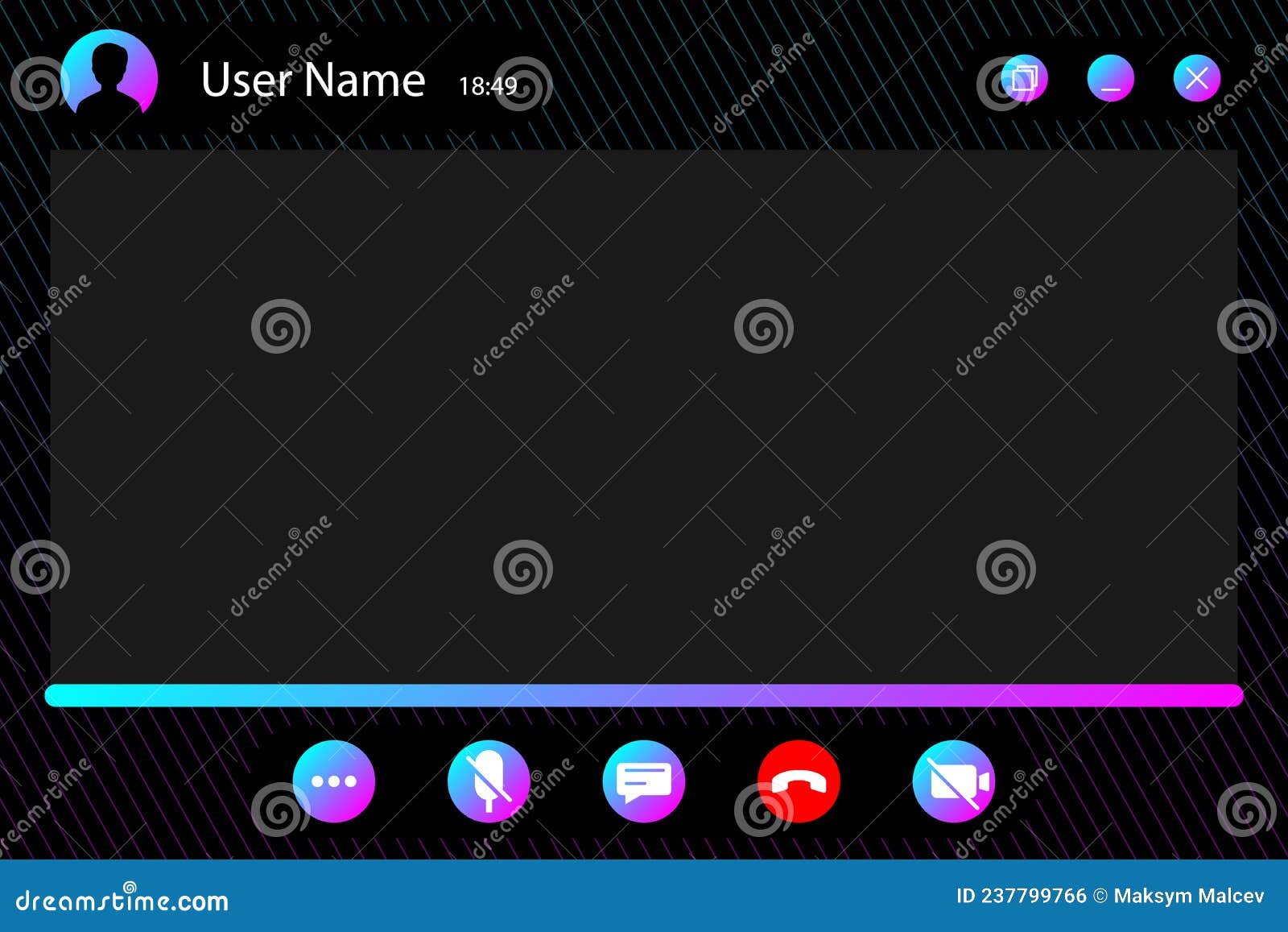 Video Call Screen Template. Video Call Black Interface for Social ...