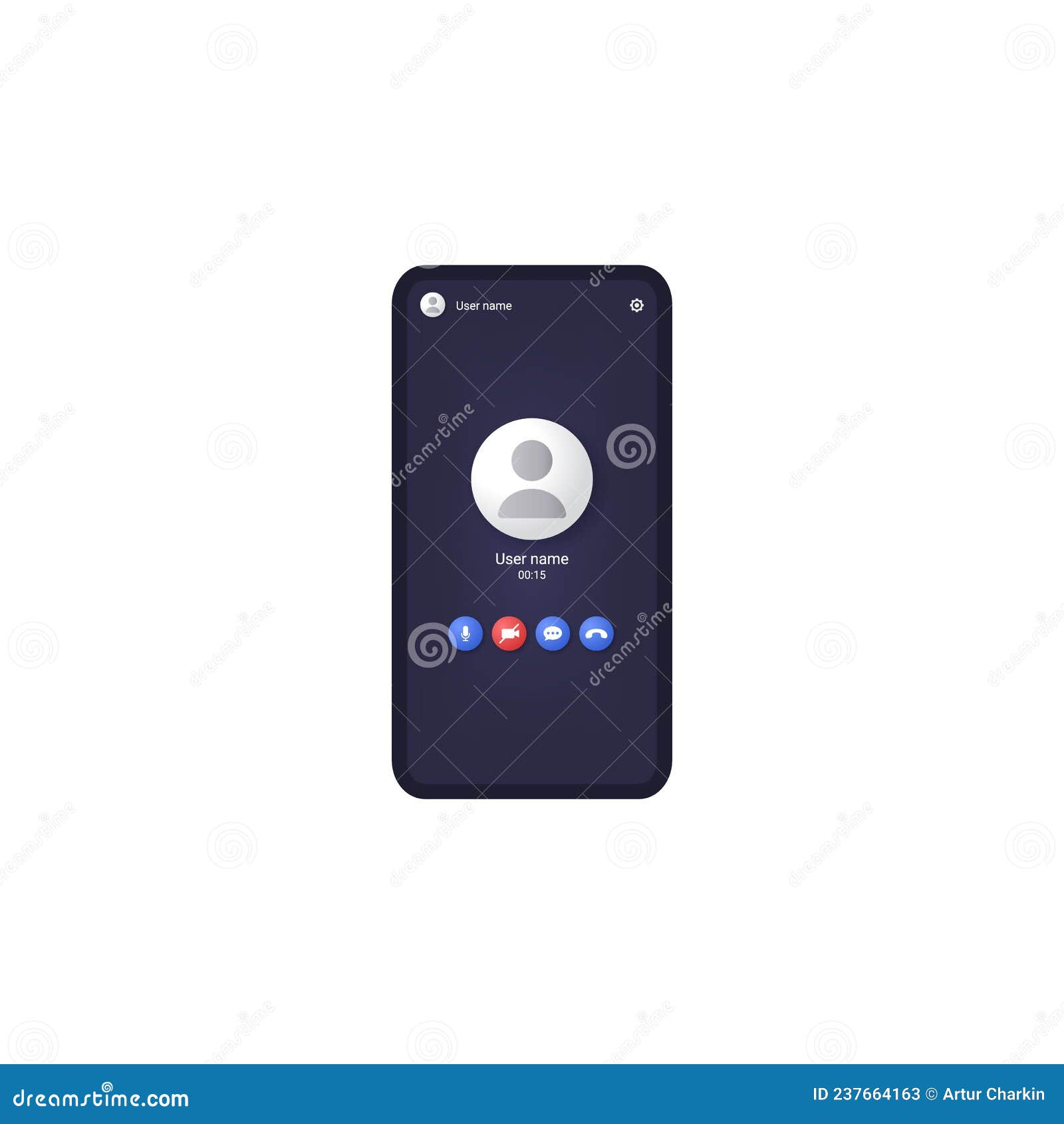 Video Call Screen with User Silhouette on Smartphone. Stock Vector ...