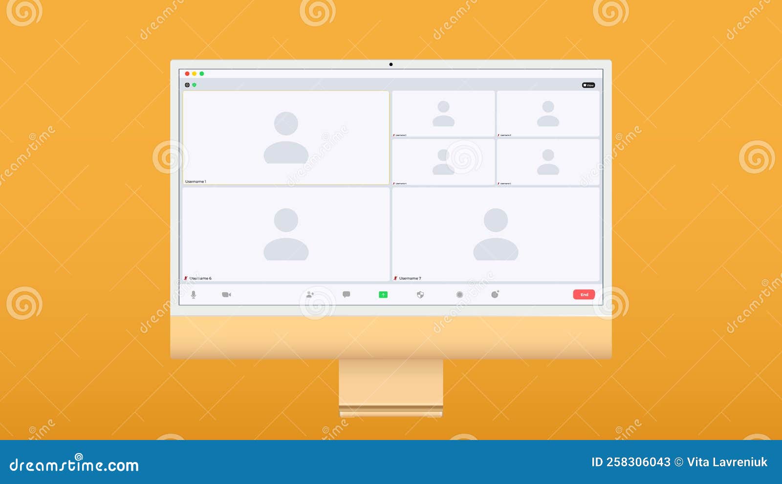 Video Call Screen, Web User Interface of Conference Chat Application ...