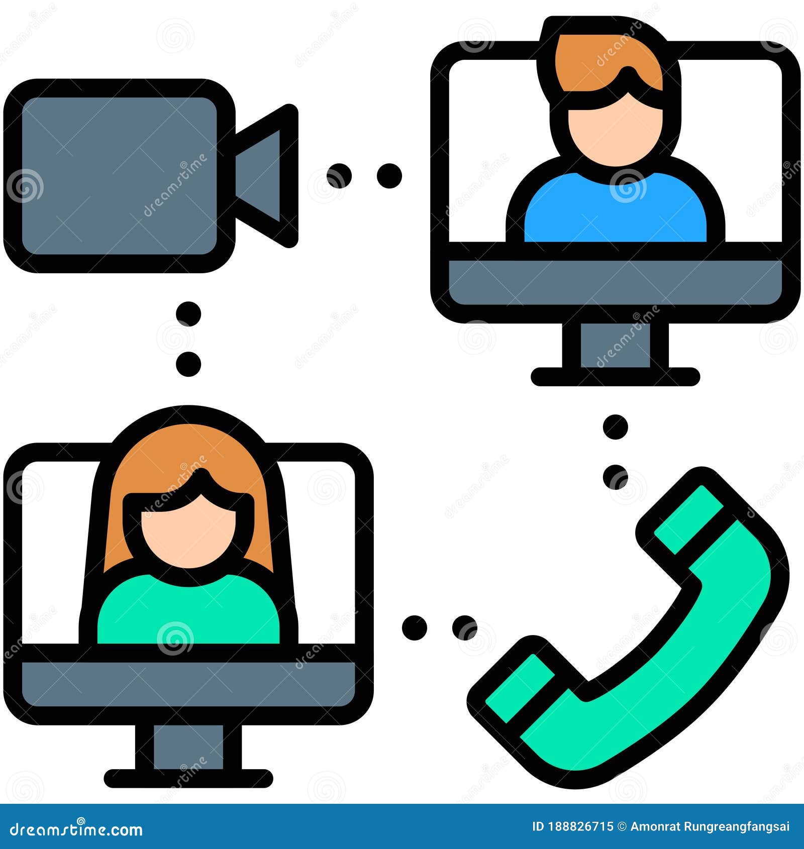 Video Call, Telecommuting or Remote Work Icon Stock Vector ...