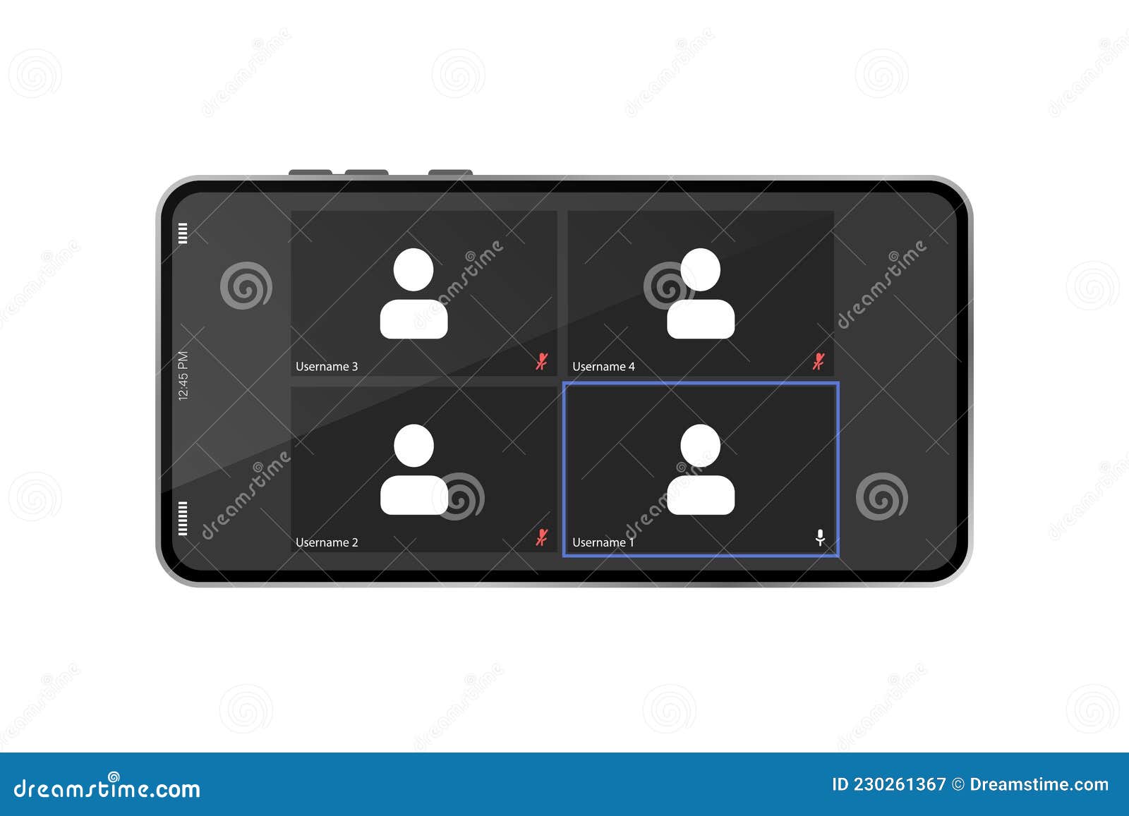 Video Call Template on Phone Screen. Concept of Webinar Stock Vector ...