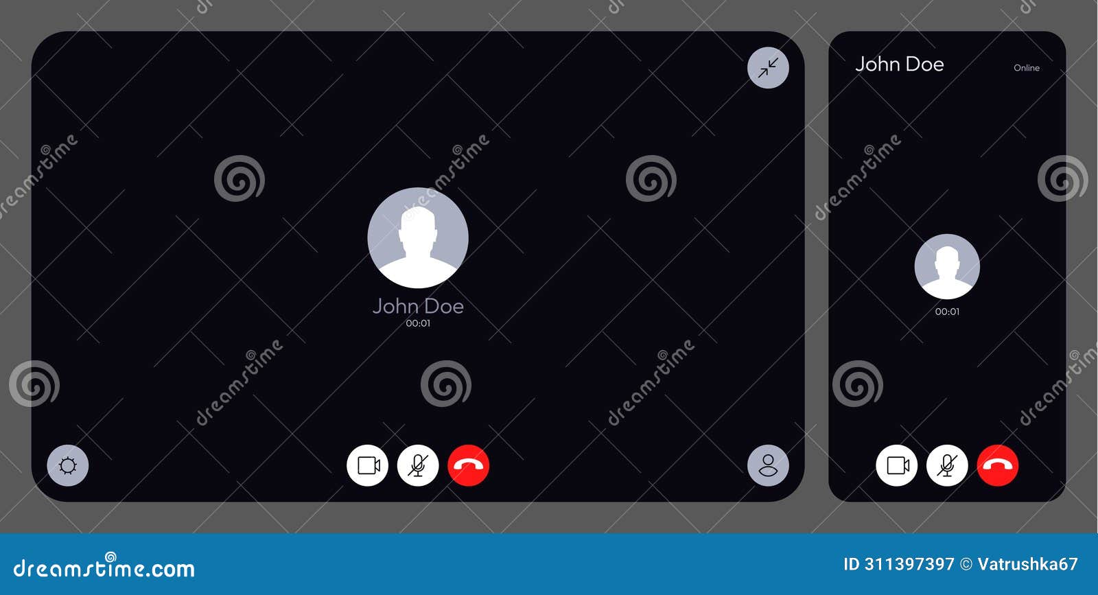 Video Call UI. Online Meeting Chat Conversation Interface, Web ...