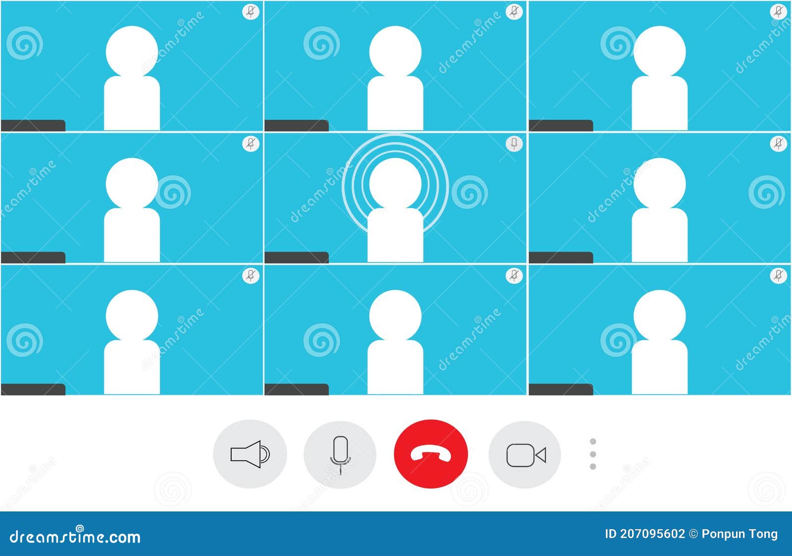 Video Call User Interface with Control Buttons Stock Vector ...