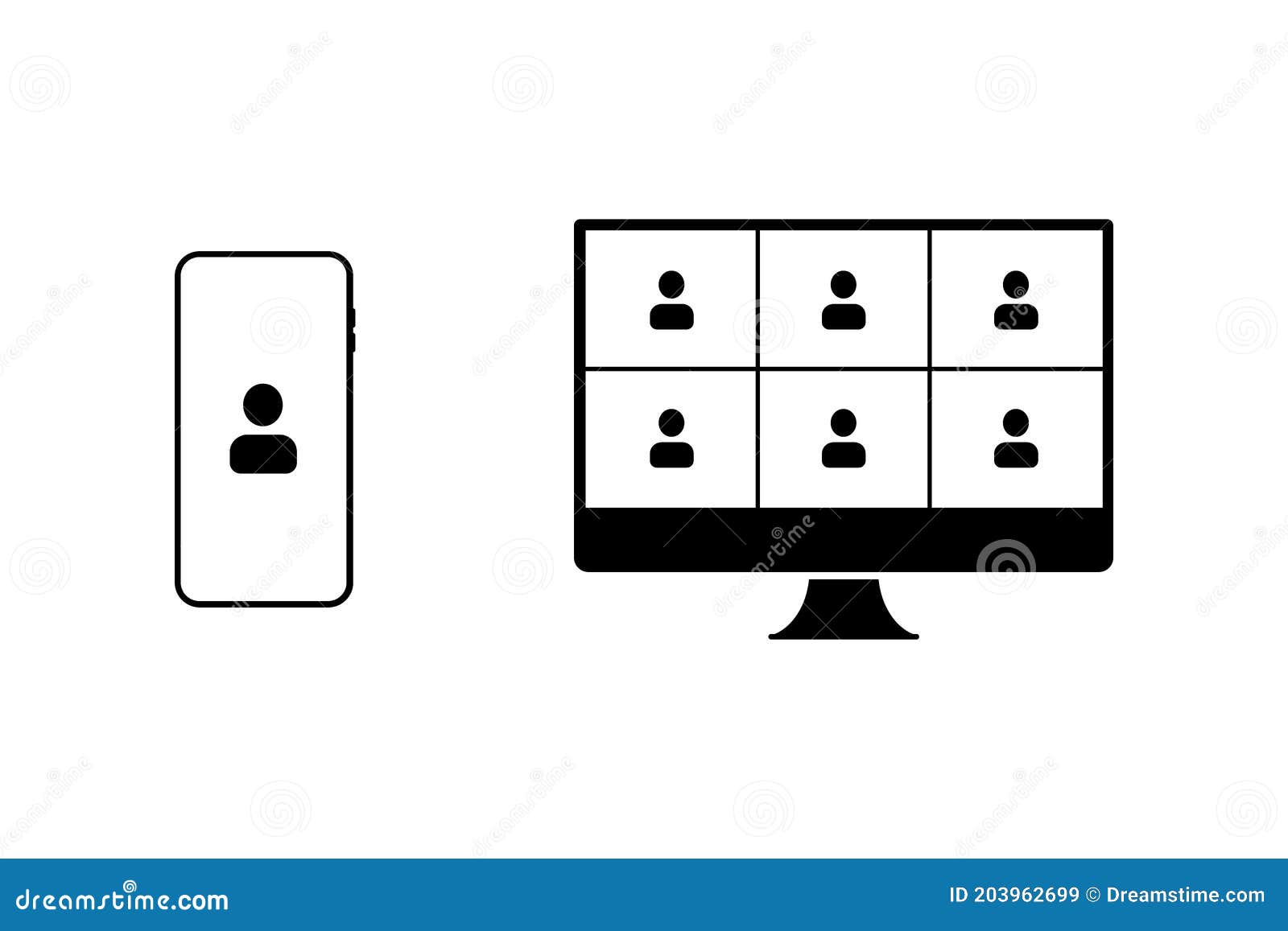Video Call Vector Icon on Phone and Pc. Stock Vector - Illustration of ...