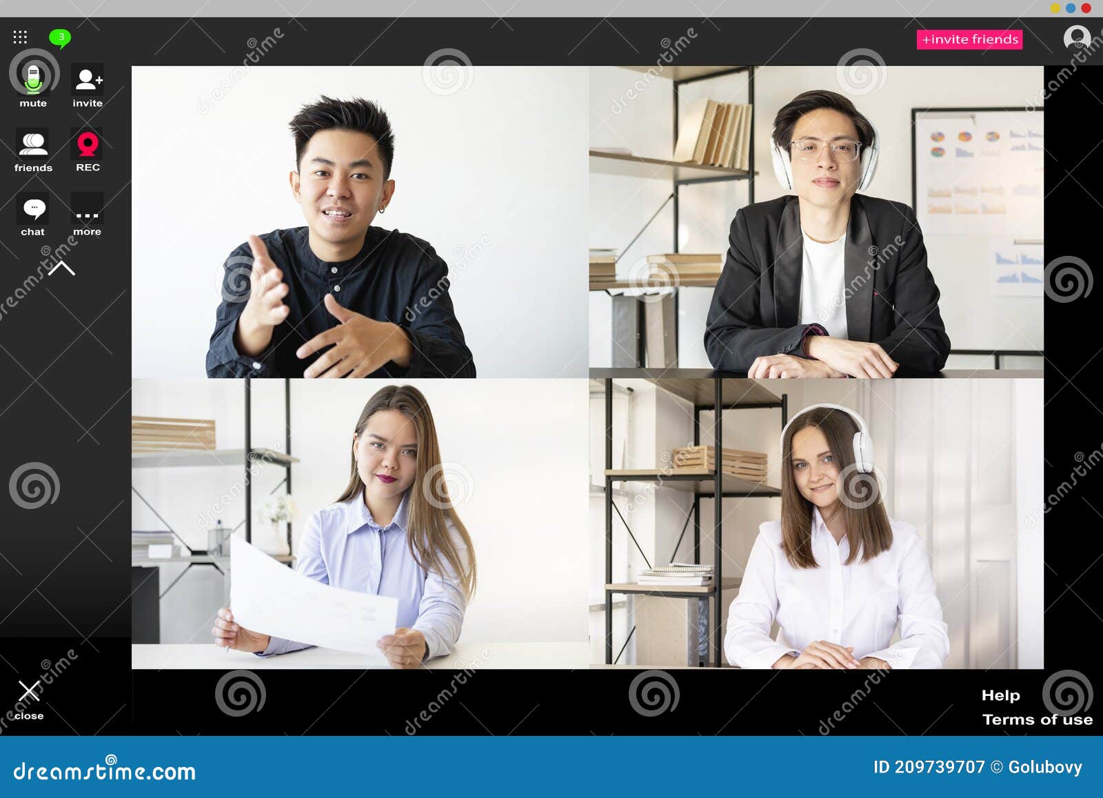 Video Call Web Conference Team Working from Home Stock Image - Image of ...