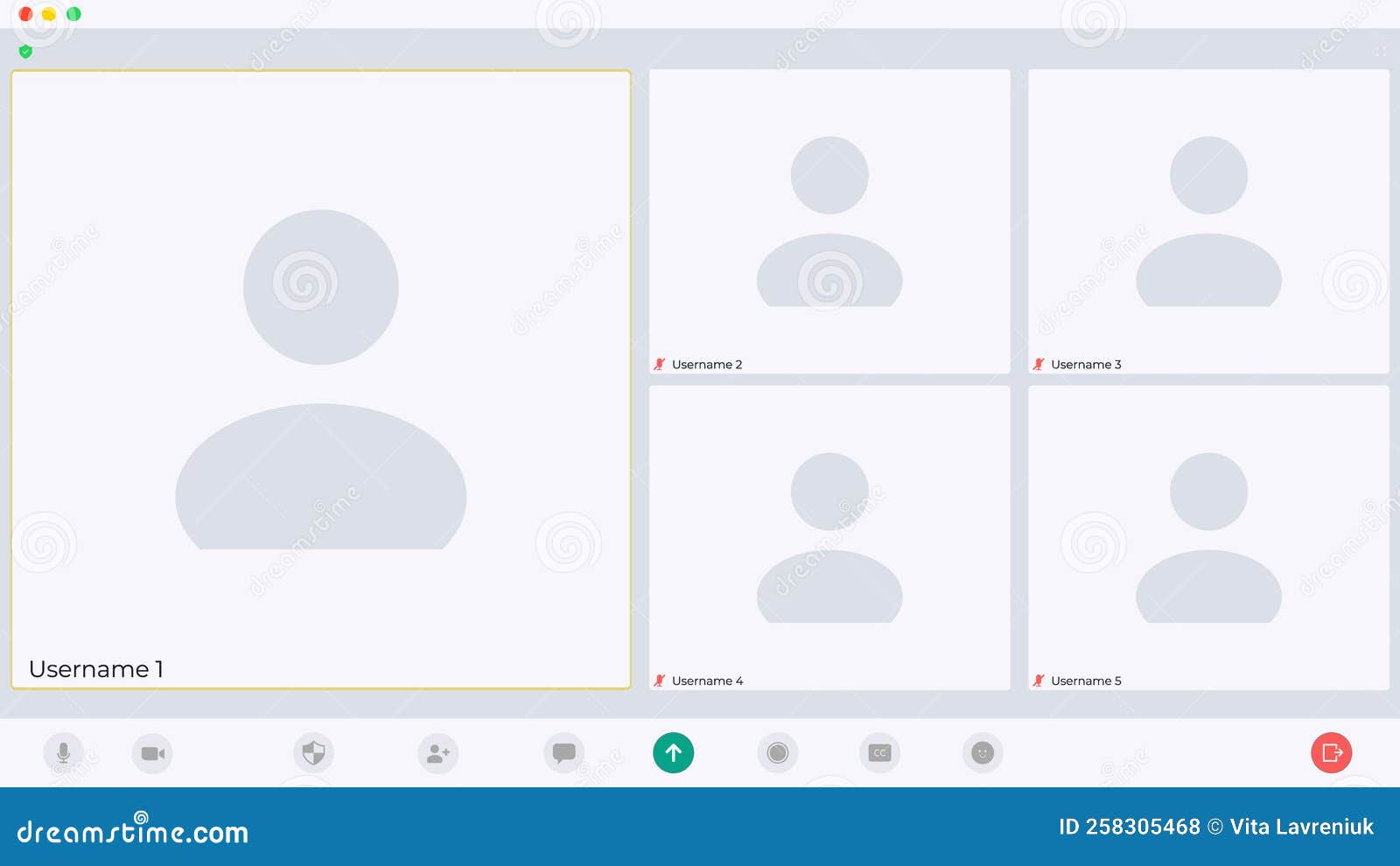 Video Call Zoom Screen with Picture and with only Audio. Web Interface ...