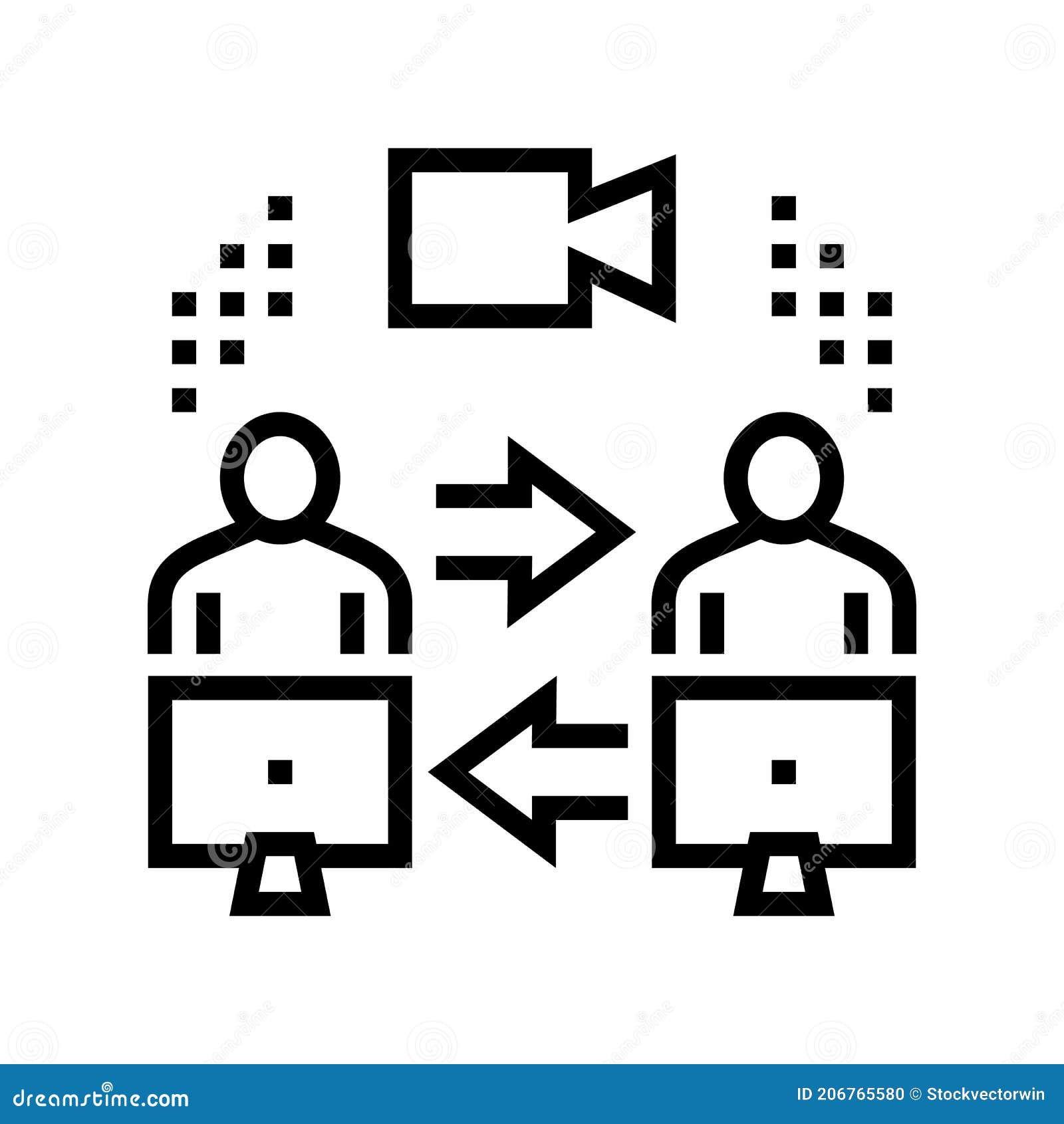 Video Calling Computer Application Line Icon Vector Illustration Stock ...