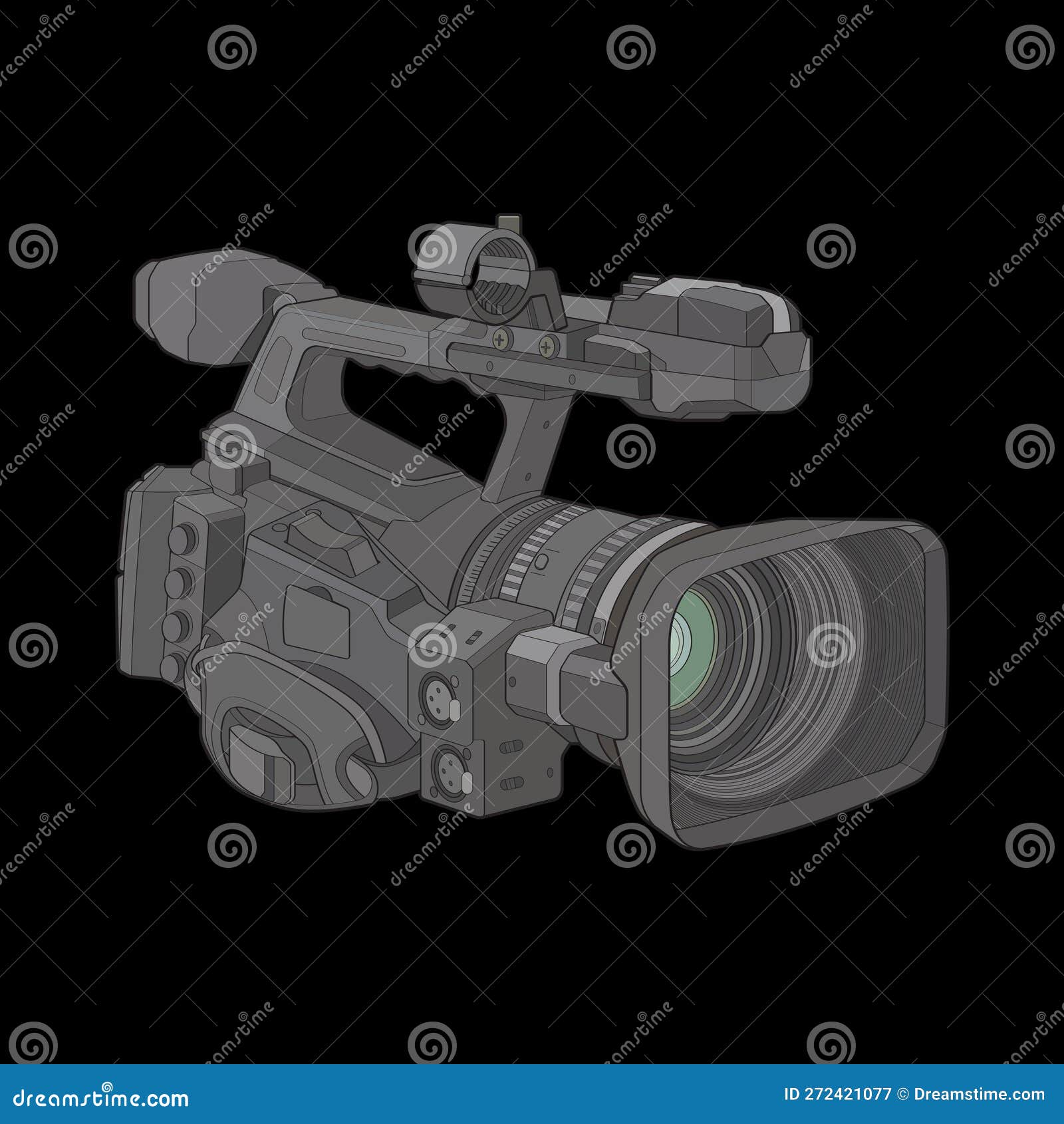 Video Camera on a Black Background. Video Camera, Vector Illustration ...