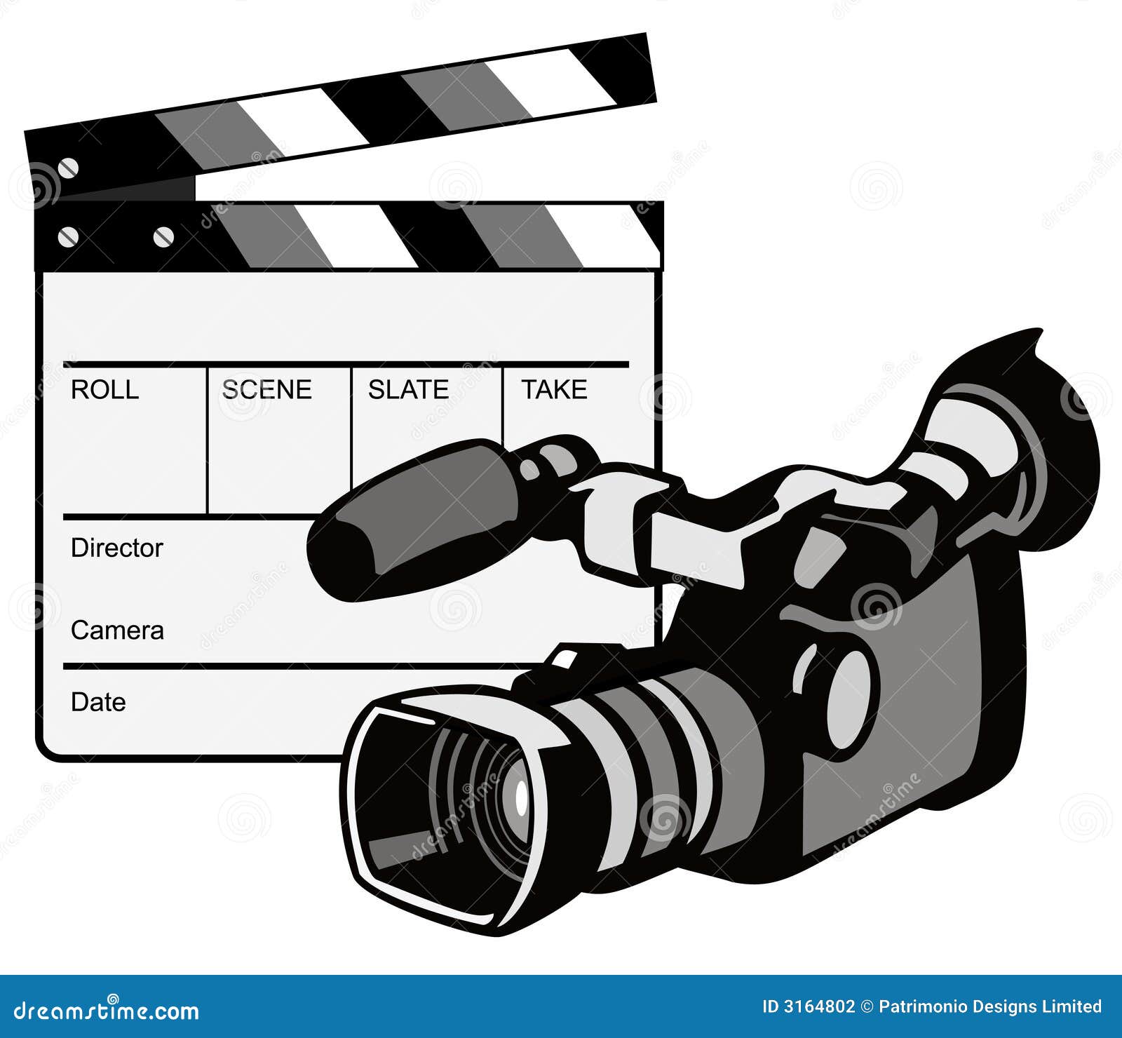 Video camera with clapper stock vector. Illustration of filming - 3164802