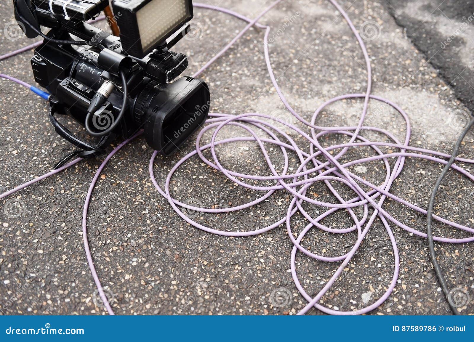 Video camera on the ground stock photo. Image of television - 87589786