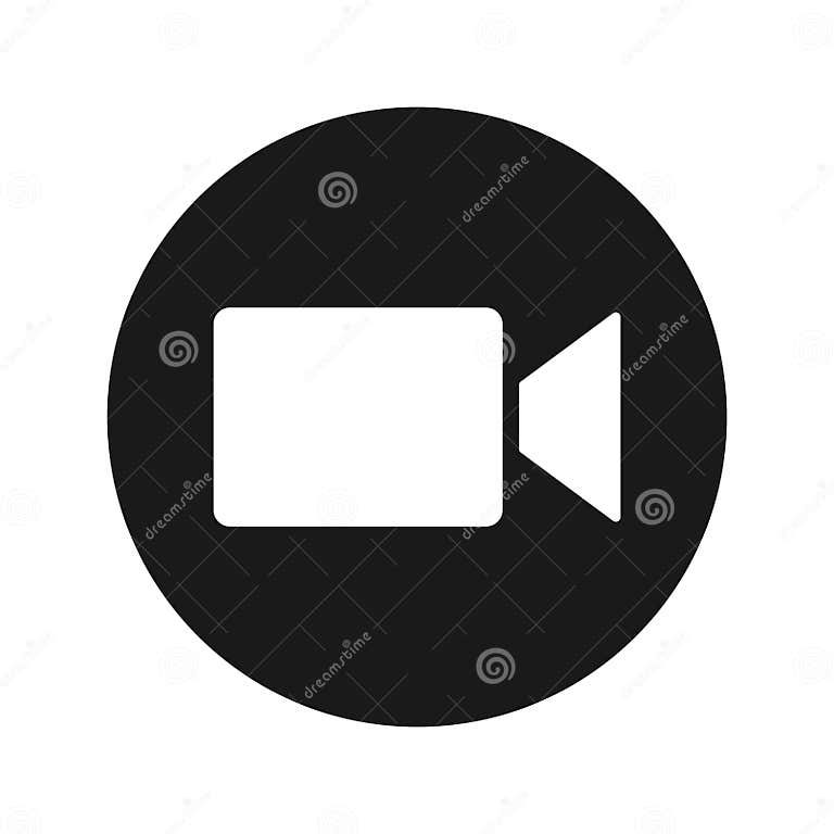 Video Camera Icon Flat Black Round Button Vector Illustration Stock ...