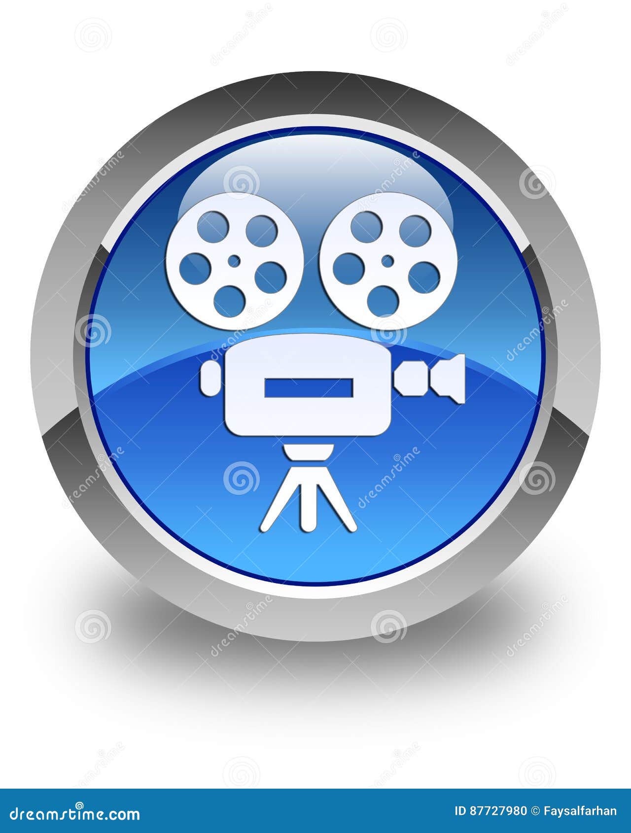 Video Camera Icon Glossy Blue Round Button Stock Illustration ...