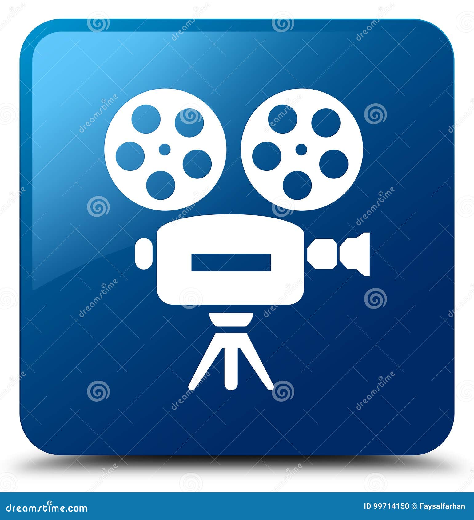Video Camera Icon Blue Square Button Stock Illustration - Illustration ...
