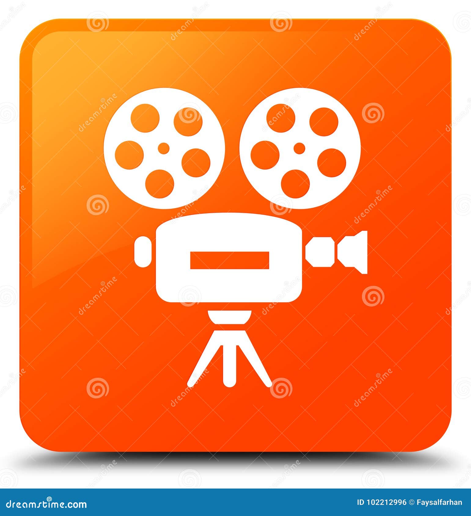 Video Camera Icon Orange Square Button Stock Illustration ...