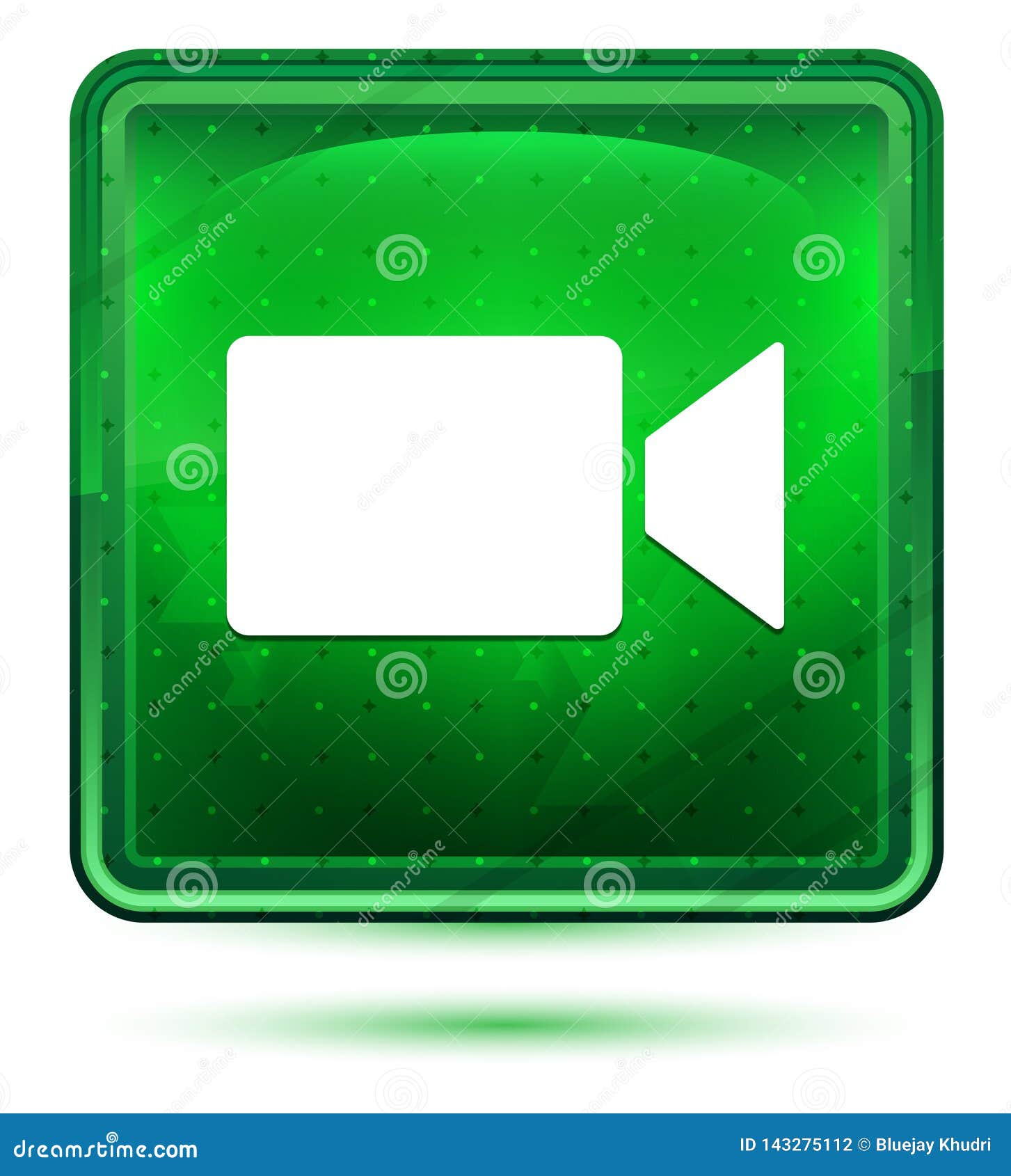 Video Camera Icon Neon Light Green Square Button Stock Illustration ...