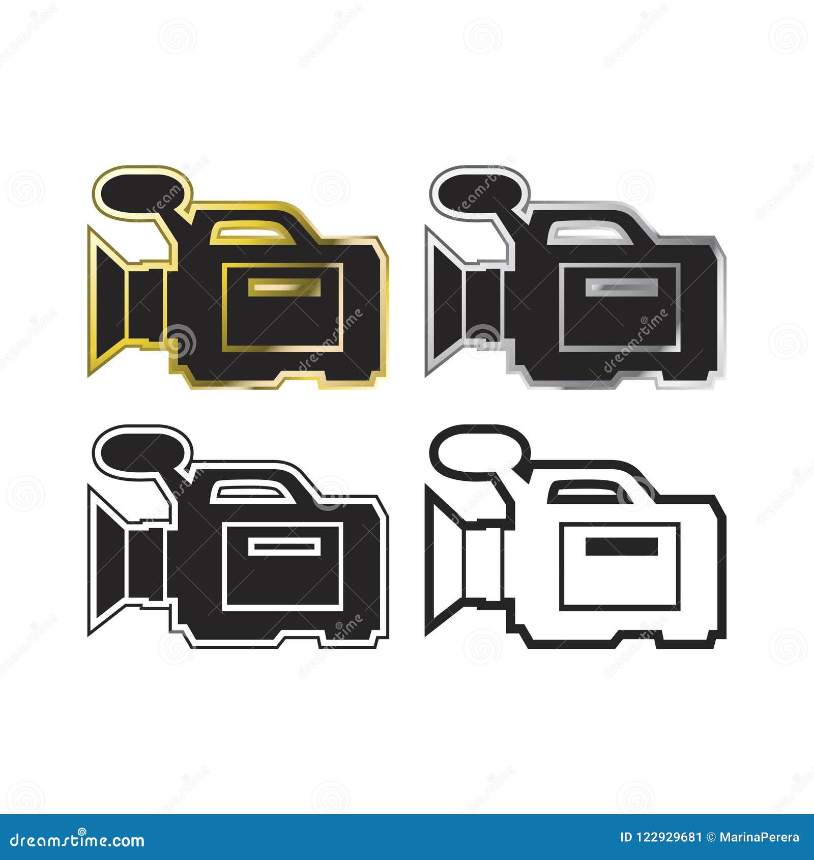 Isolated Video Camera Icon Variations Stock Vector - Illustration of ...