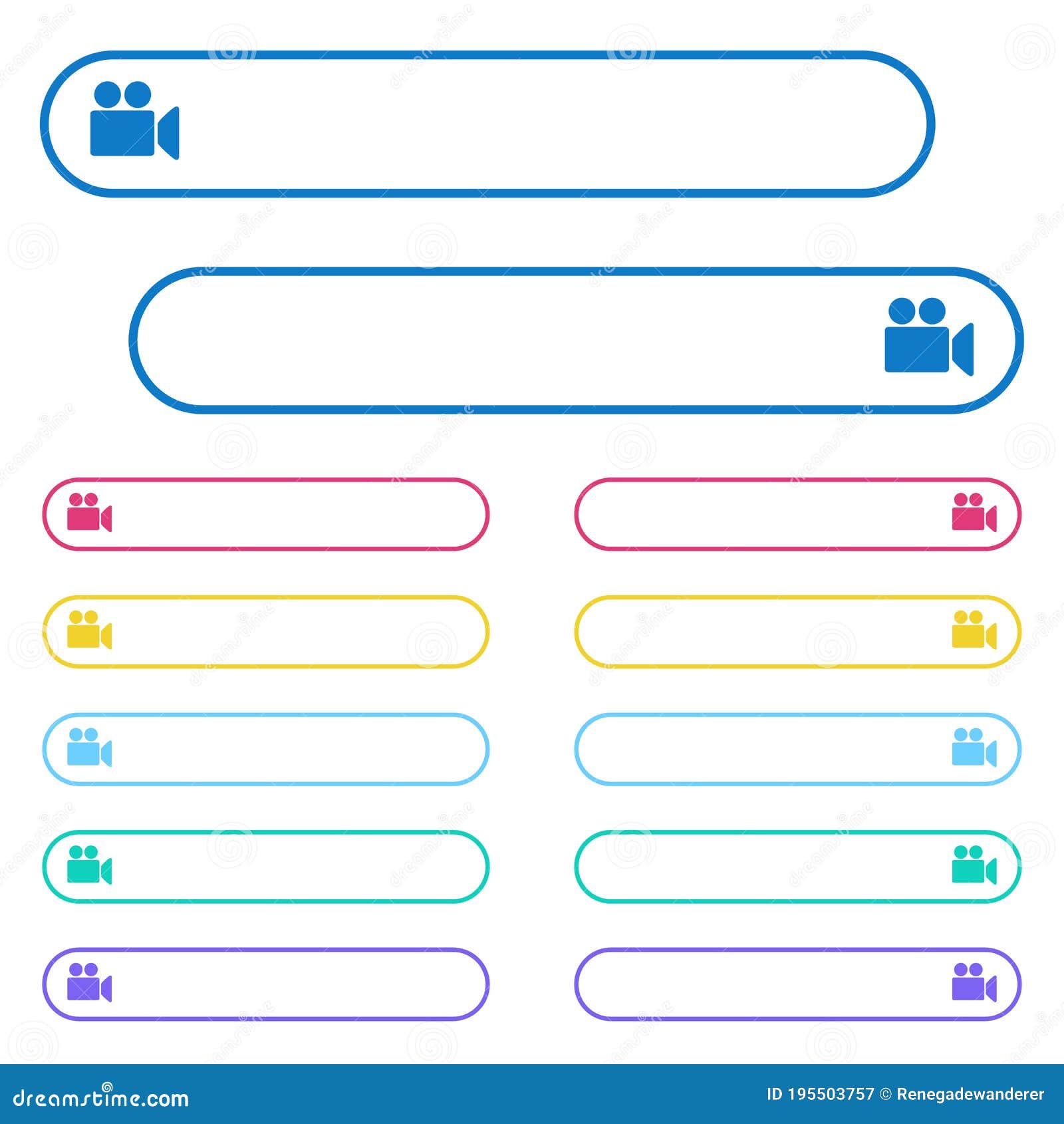 Video Camera Icons In Rounded Color Menu Buttons Stock Vector