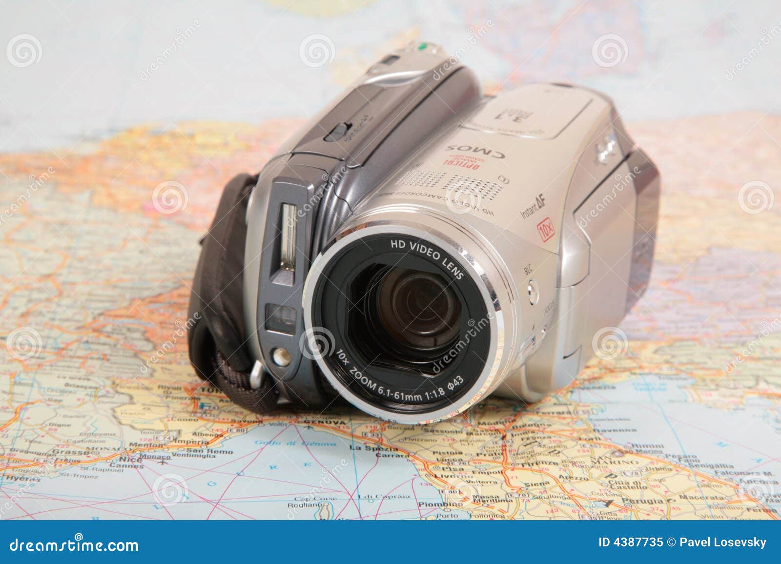 Video-camera on map stock image. Image of objective, peace - 4387735