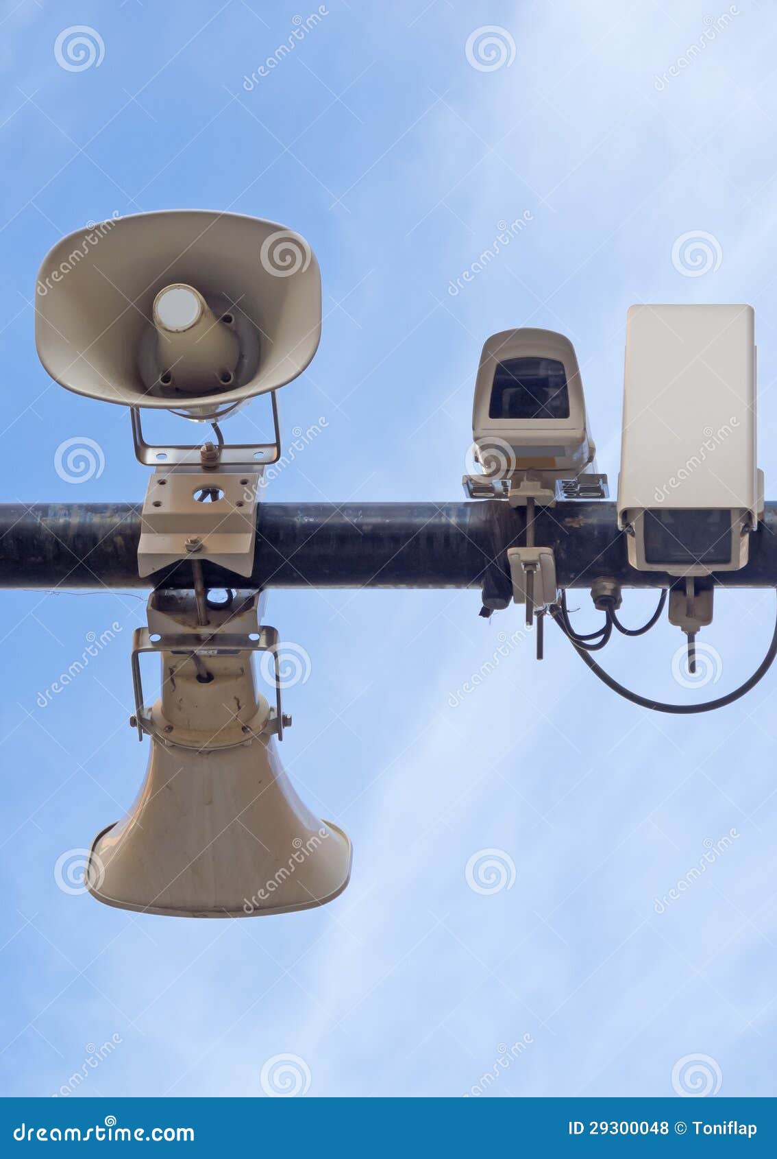 Video Camera and Megaphone. Security System Stock Photo - Image of ...