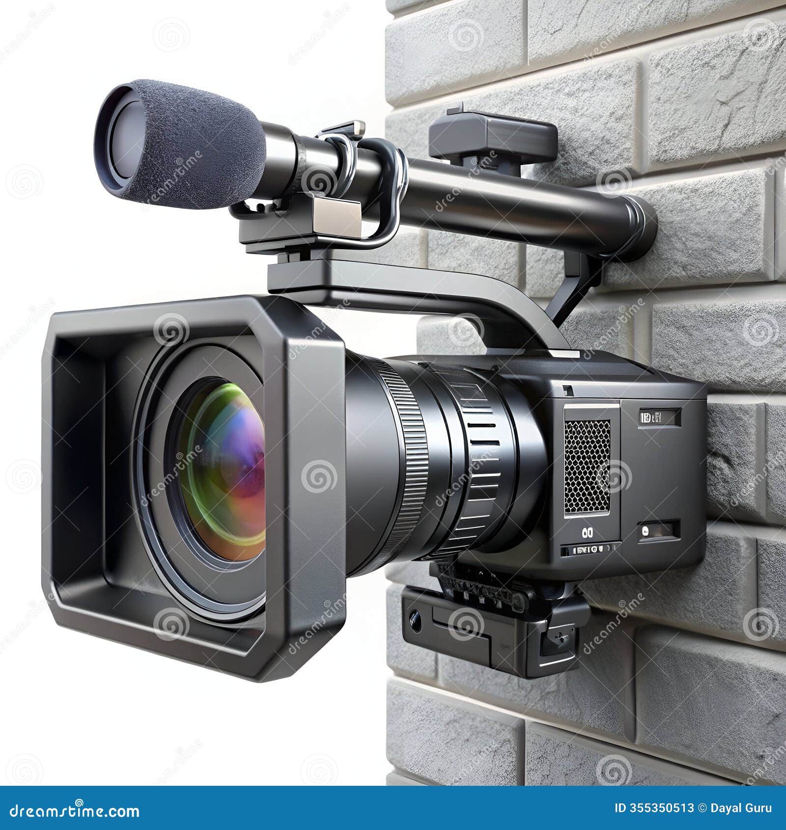 Video Camera on Wall, Isolated on White Background Stock Illustration ...