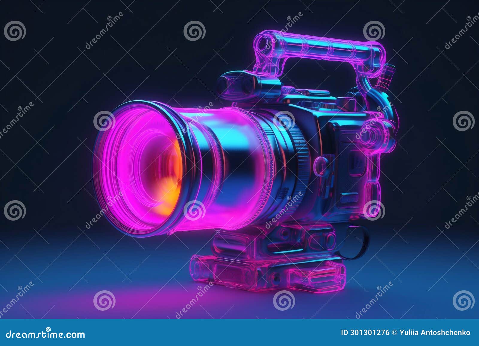 Video neon camera. stock illustration. Illustration of projector ...