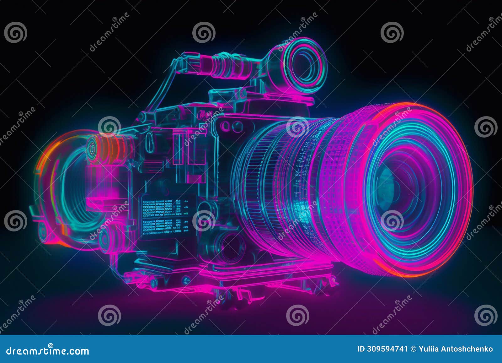 Video Camera with Neon Effect Stock Illustration - Illustration of ...
