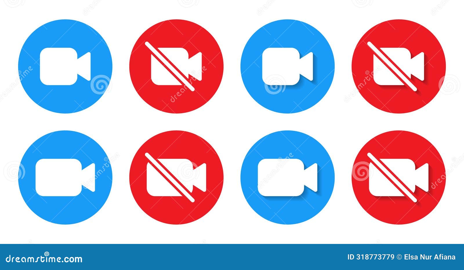 Video Camera and Off Icon with Shadow. Social Media Communication ...