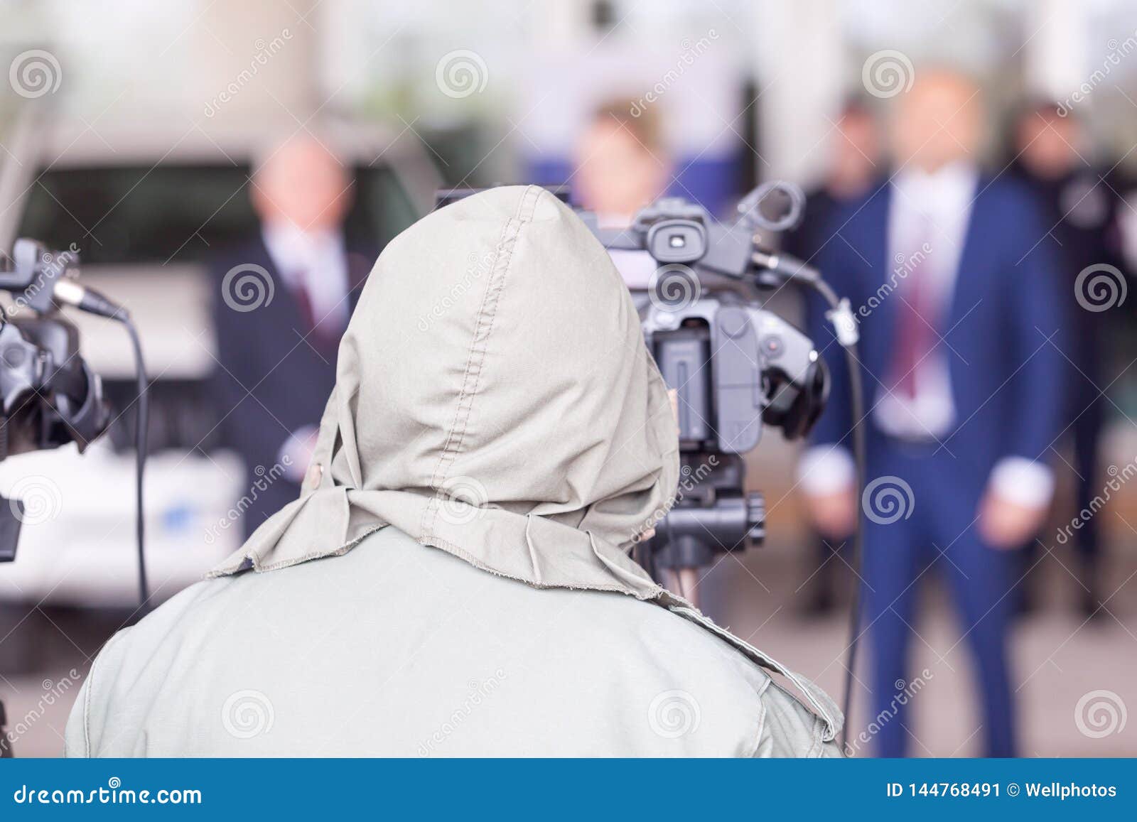 Video Camera Operator Working at Press Conference Stock Image - Image ...