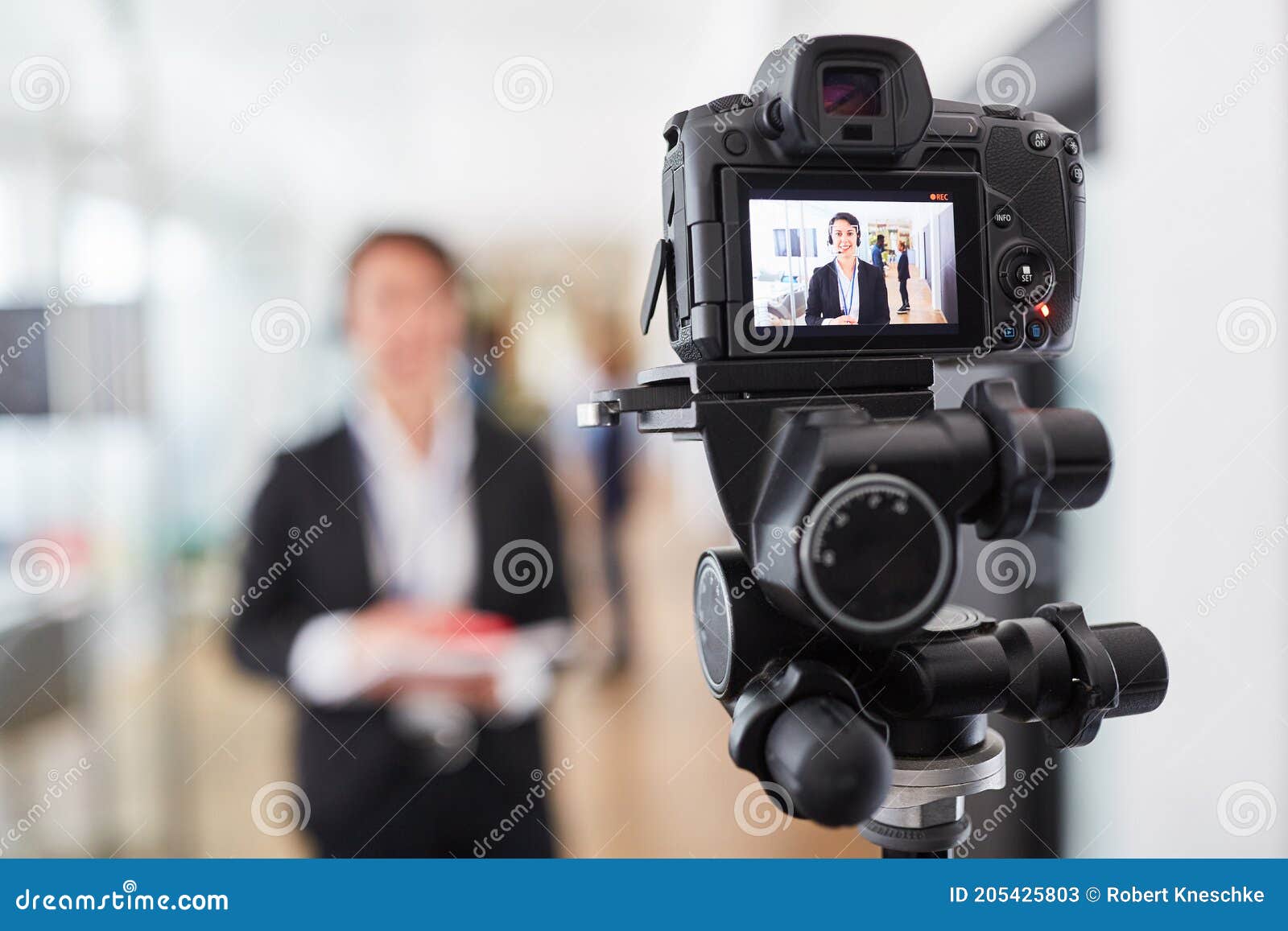 Video Camera when Recording a Business Woman Stock Image - Image of ...