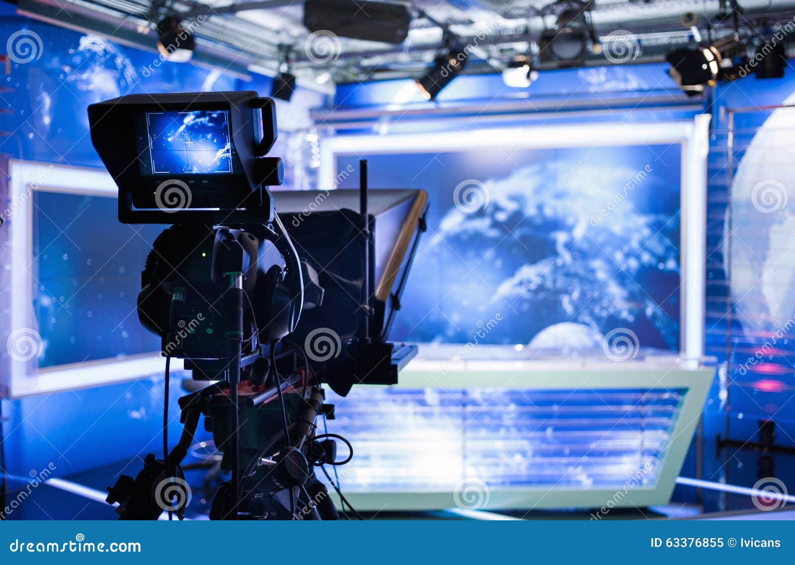 Video Camera - Recording Show in TV Studio Stock Image - Image of media ...
