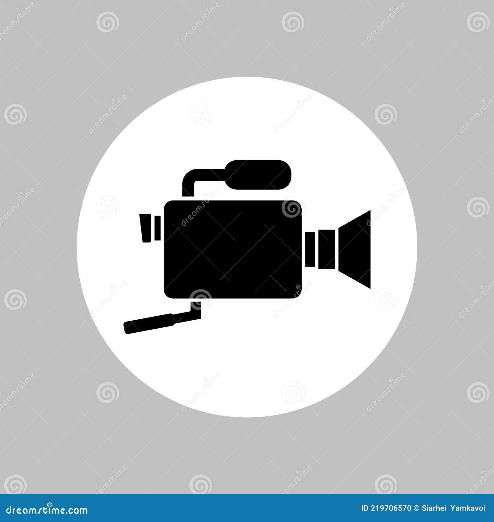 Video Camera Round Icon. Black Silhouette in White Circle. Isolated ...