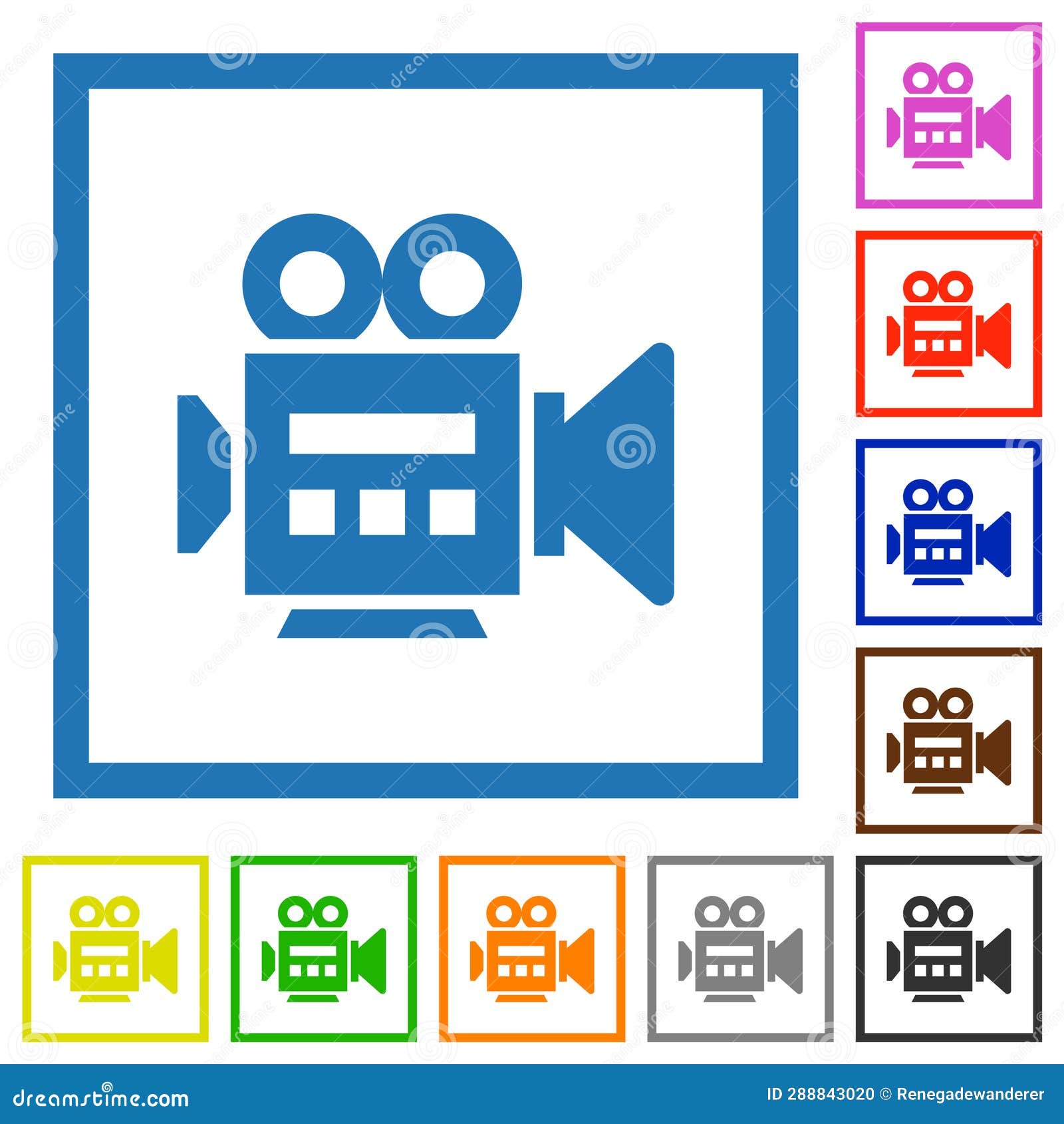 Video Camera Side View Flat Framed Icons Stock Illustration ...