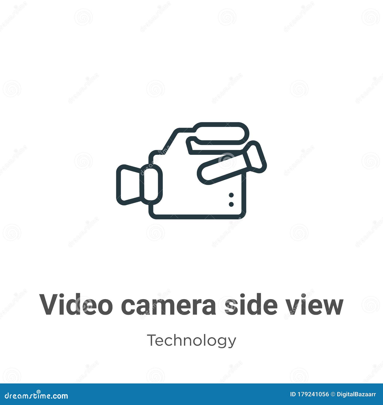 Video Camera Side View Outline Vector Icon. Thin Line Black Video ...