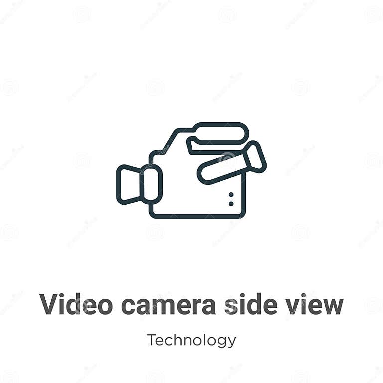Video Camera Side View Outline Vector Icon. Thin Line Black Video ...