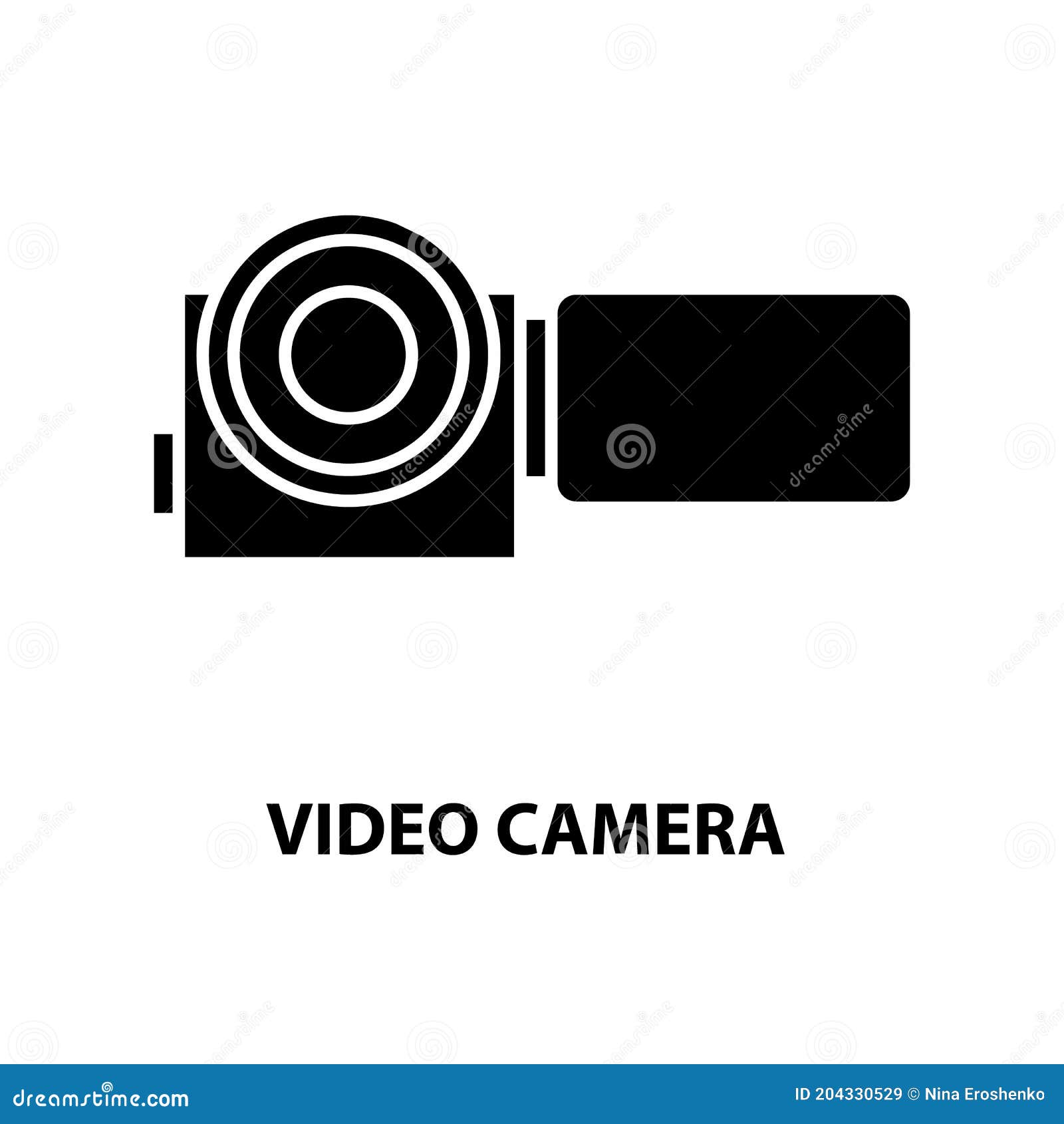 Video Camera Symbol Icon, Black Vector Sign with Editable Strokes ...