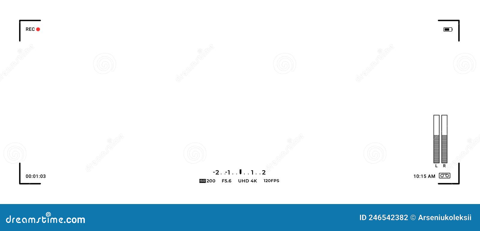 Video Camera Ultrawide Frame with 47x20 Ratio. Camcorder Ui Overlay ...